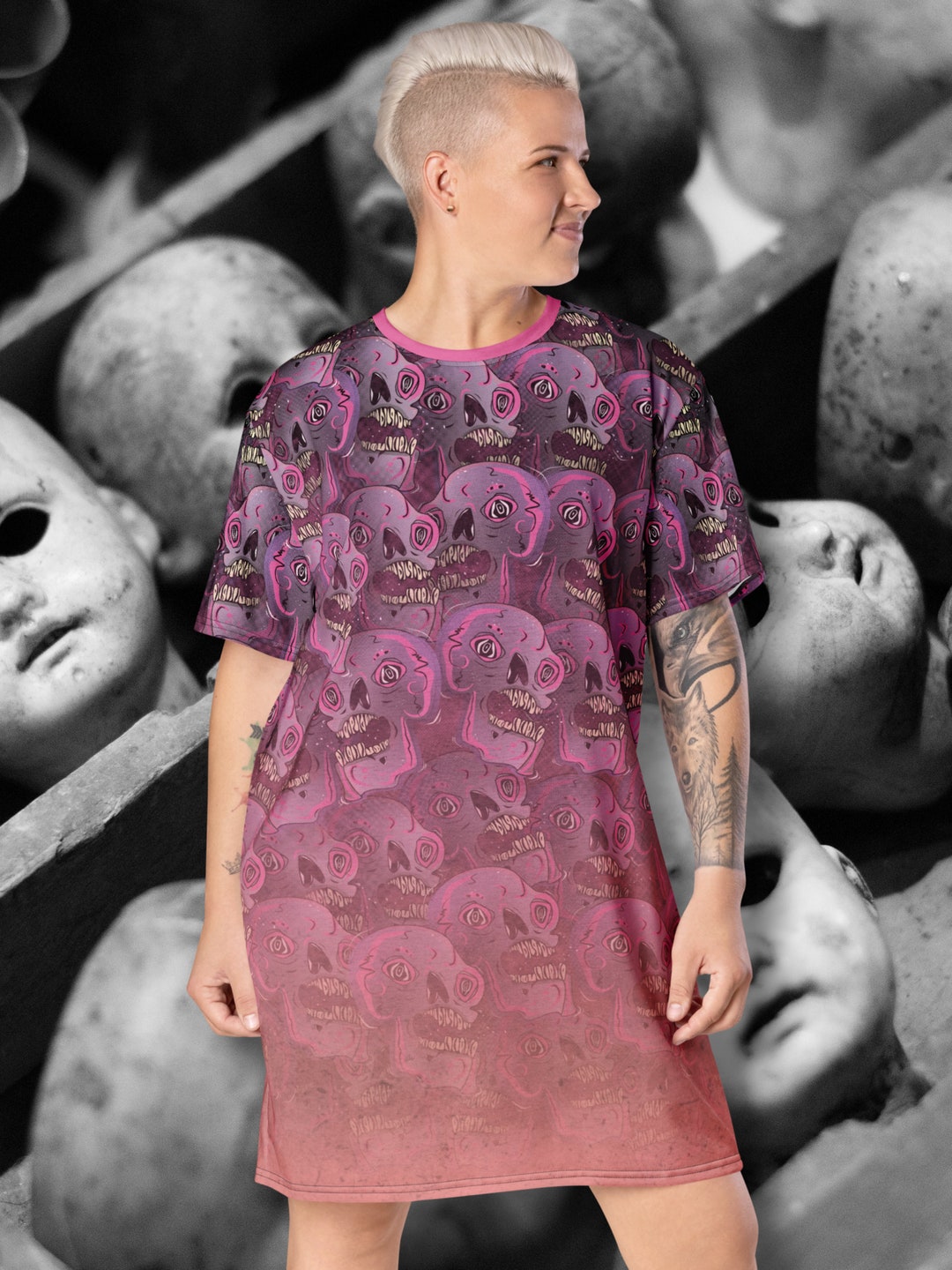 Skull T-shirt Dress: Pastel Goth Weirdcore Alt Clothing - Etsy