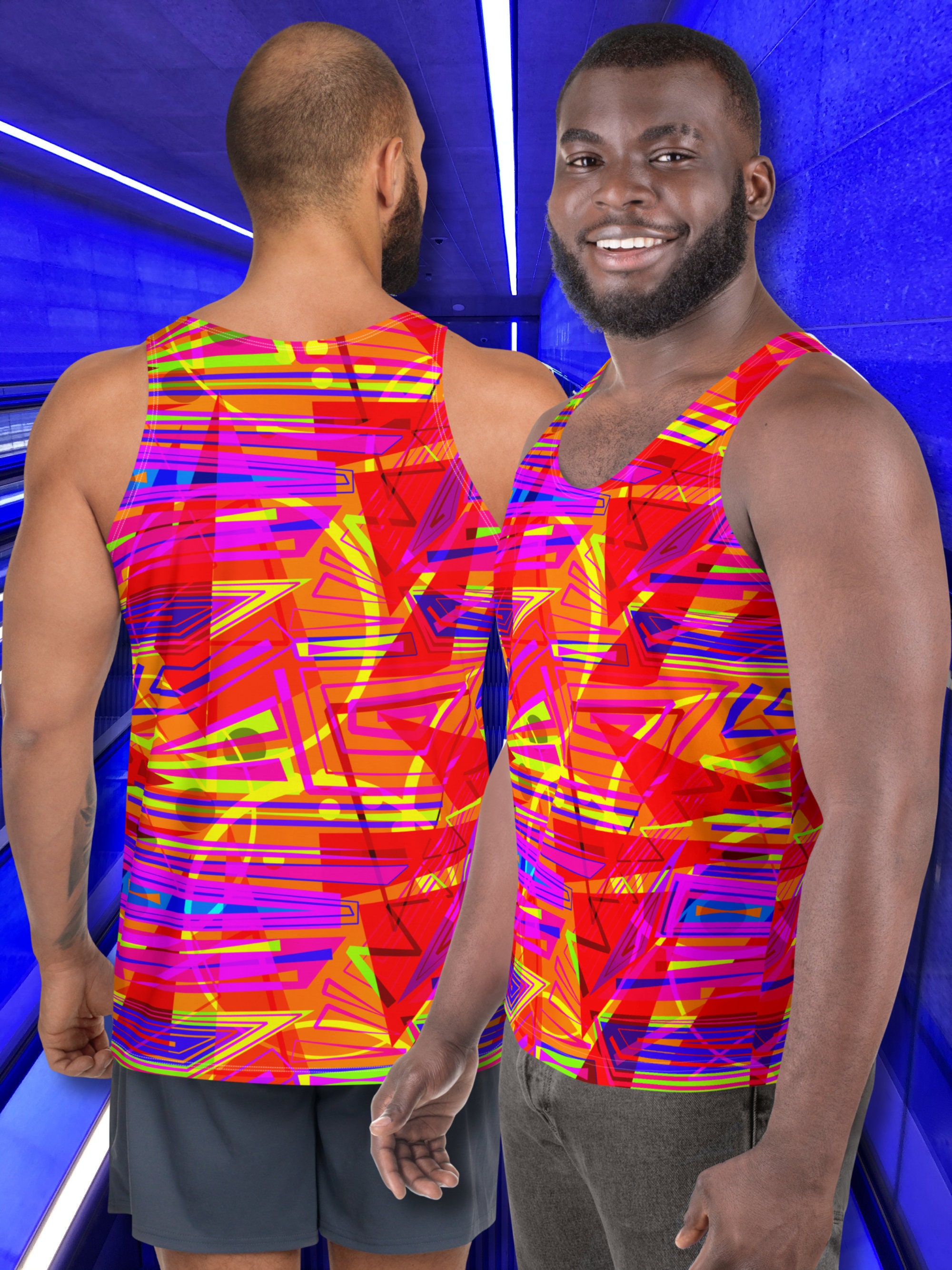 Tank Top for Men Orange Neoncore EDM Rave, Printed Sports sold by ...