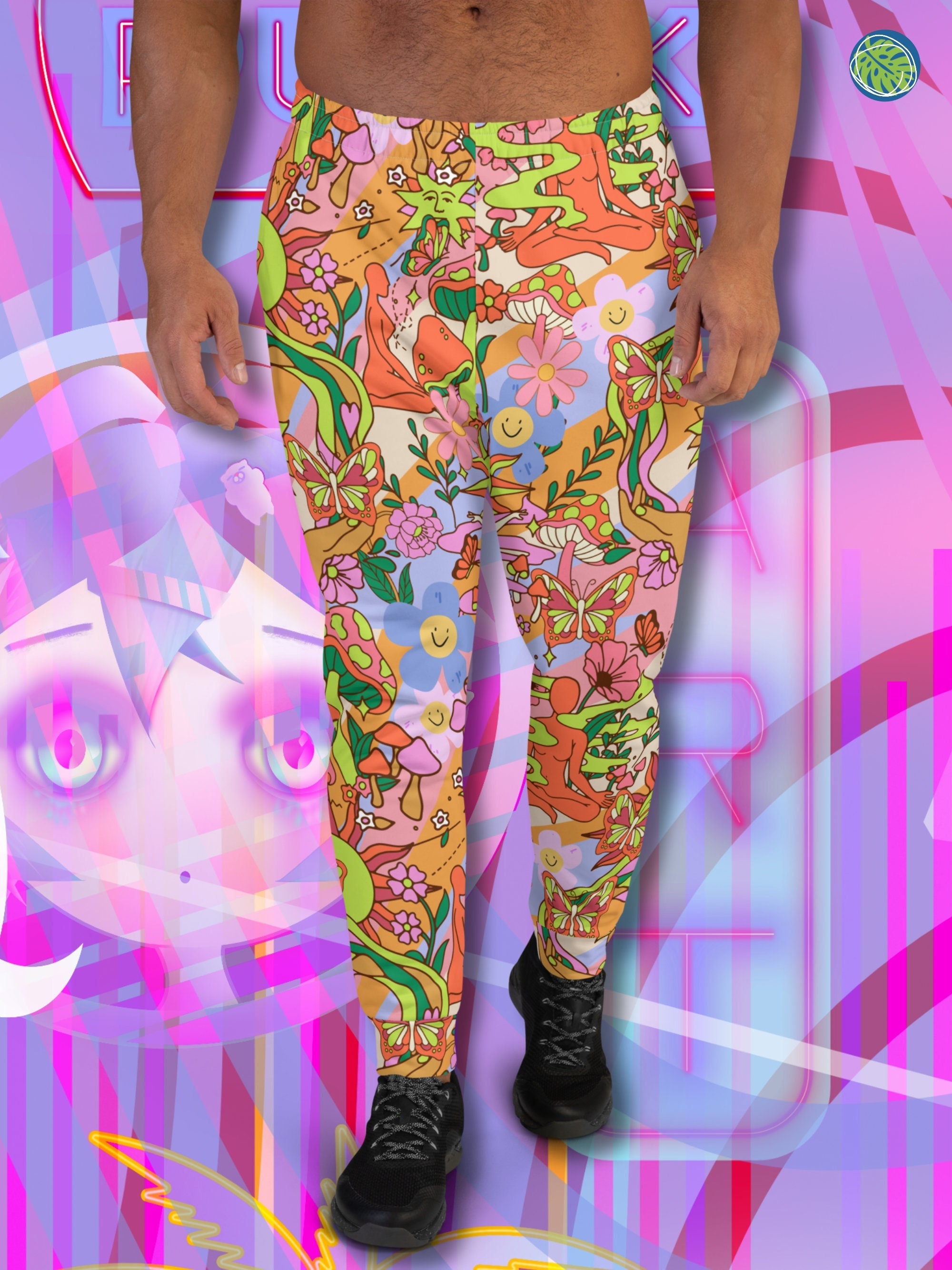 Mens Joggers Groovy 70s Style Kawaii Flower Power Sweatpants - Etsy