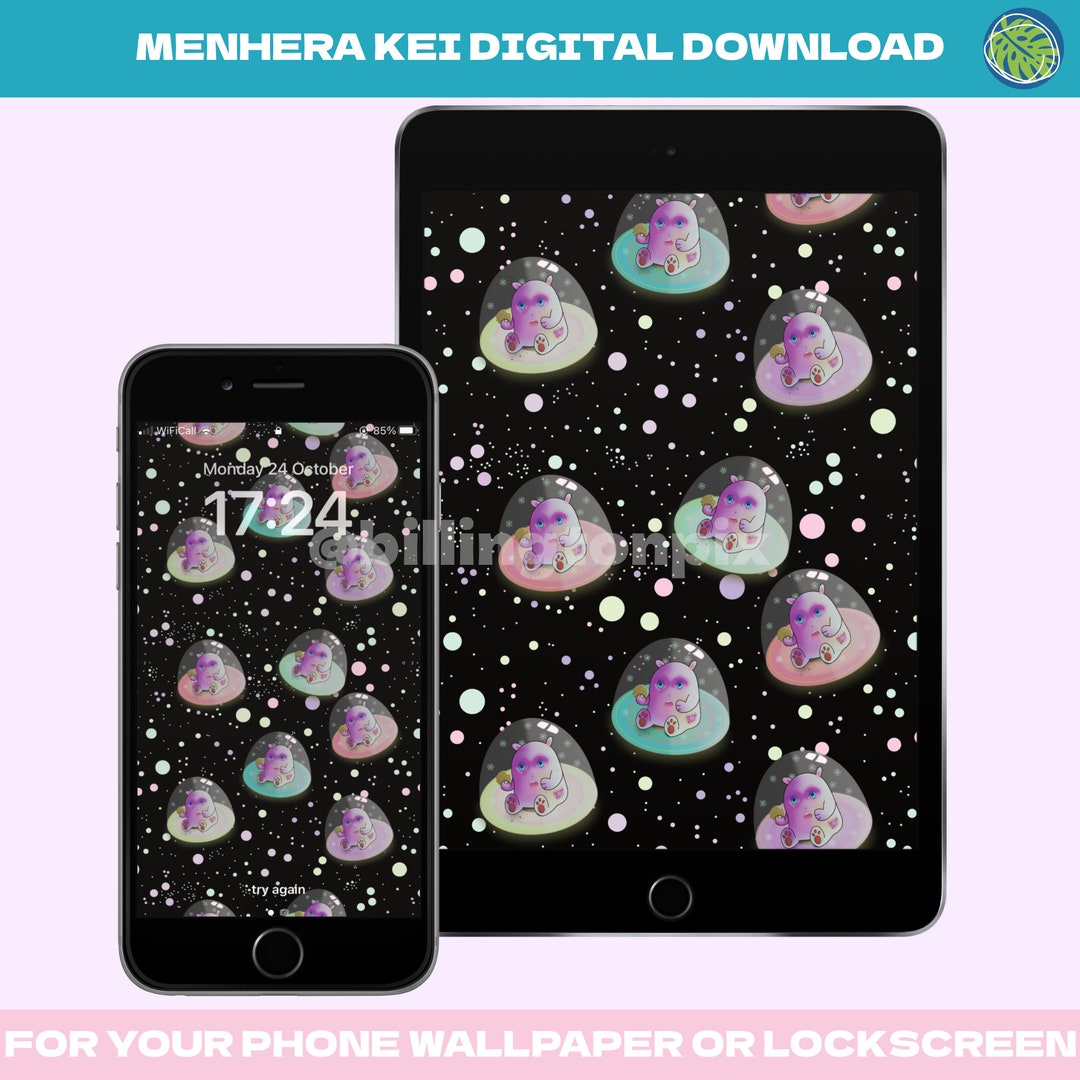 Cute Menhera Monsters Phone Wallpaper Digital Download Pastel Goth Yami ...