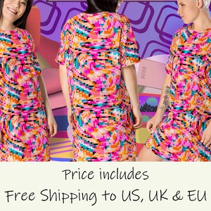 T-shirt Dress Harajuku Pixelated Rainbowcore, Futuristic Oversized ...