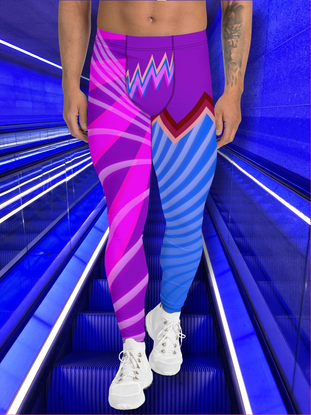 Mens Vaporwave Leggings: Geometric Dance Meggings, Festival Outfit - Etsy