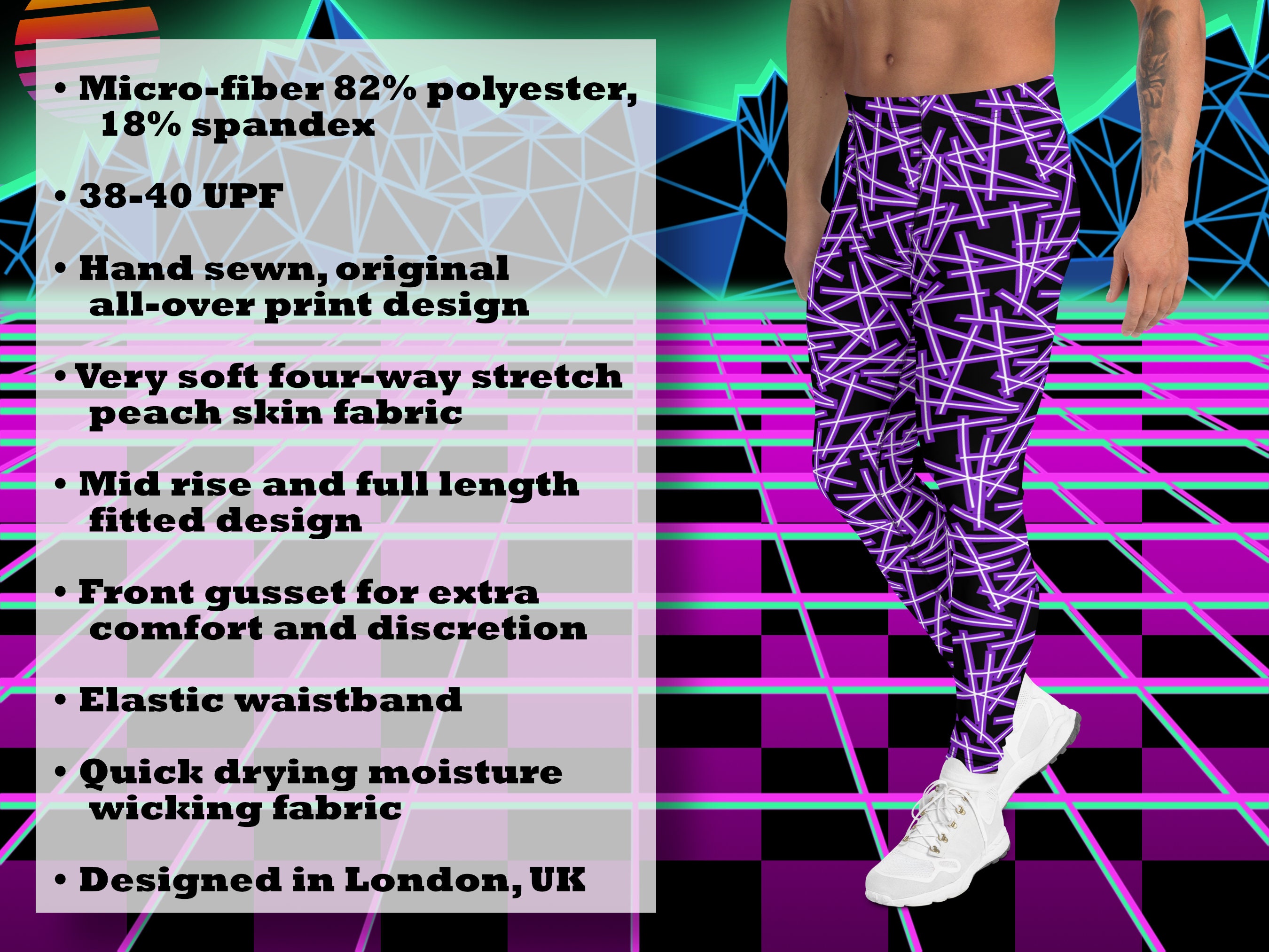 Mens Leggings Neoncore, EDM Clubbing Outfit, Gym Running Tights ...