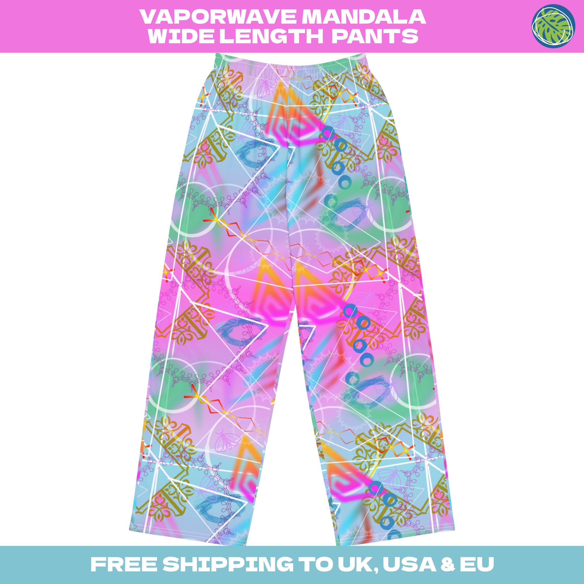 Wide Leg Pants Vaporwave Mandala Unisex Relaxed Fit - Etsy