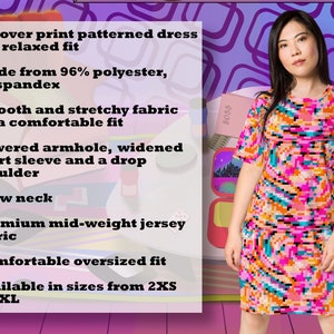 T-shirt Dress Harajuku Pixelated Rainbowcore, Futuristic Oversized ...