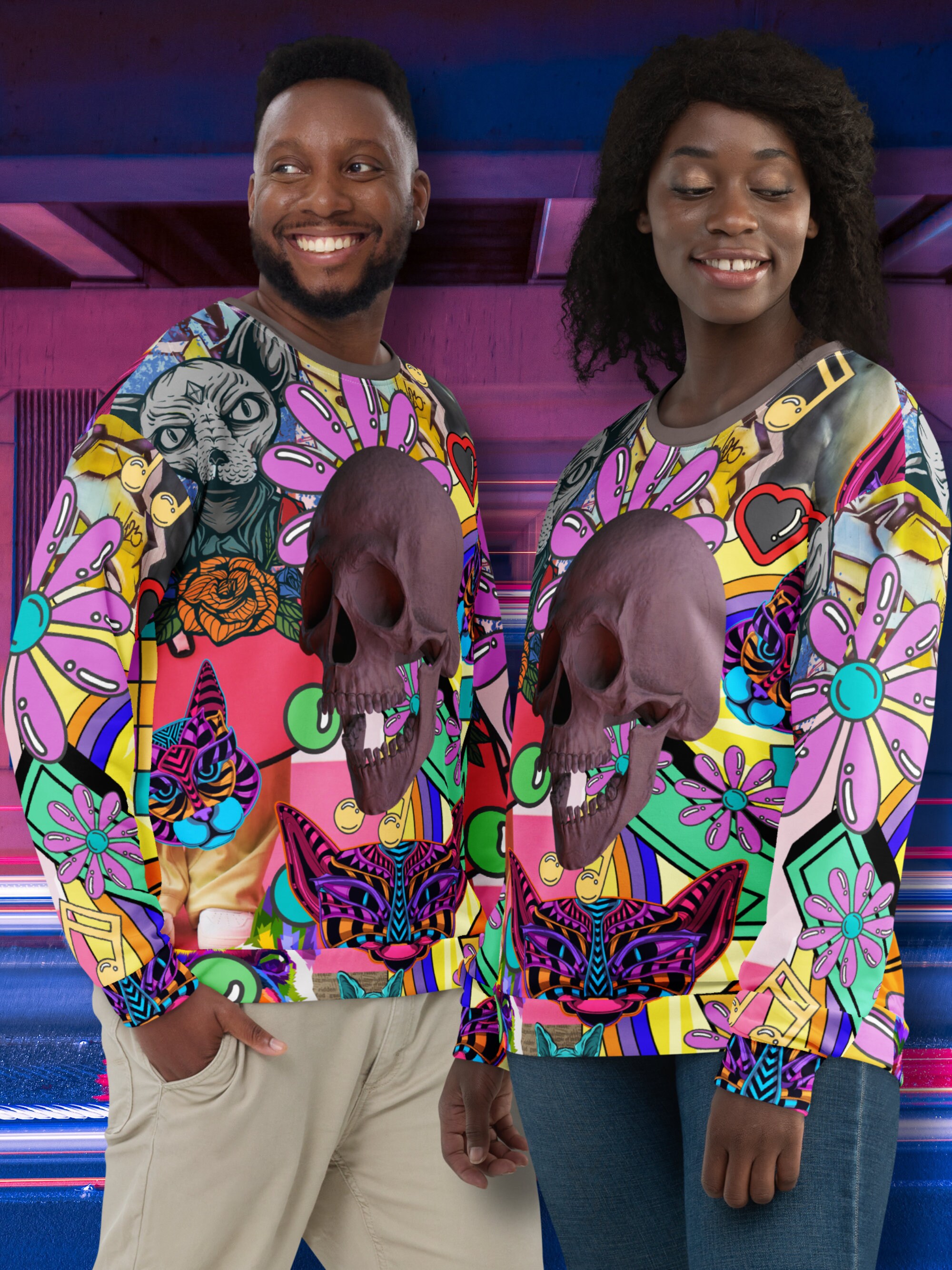 Sweatshirt Creepy Cute Decora Kei Skull Weirdcore Anime Yami - Etsy