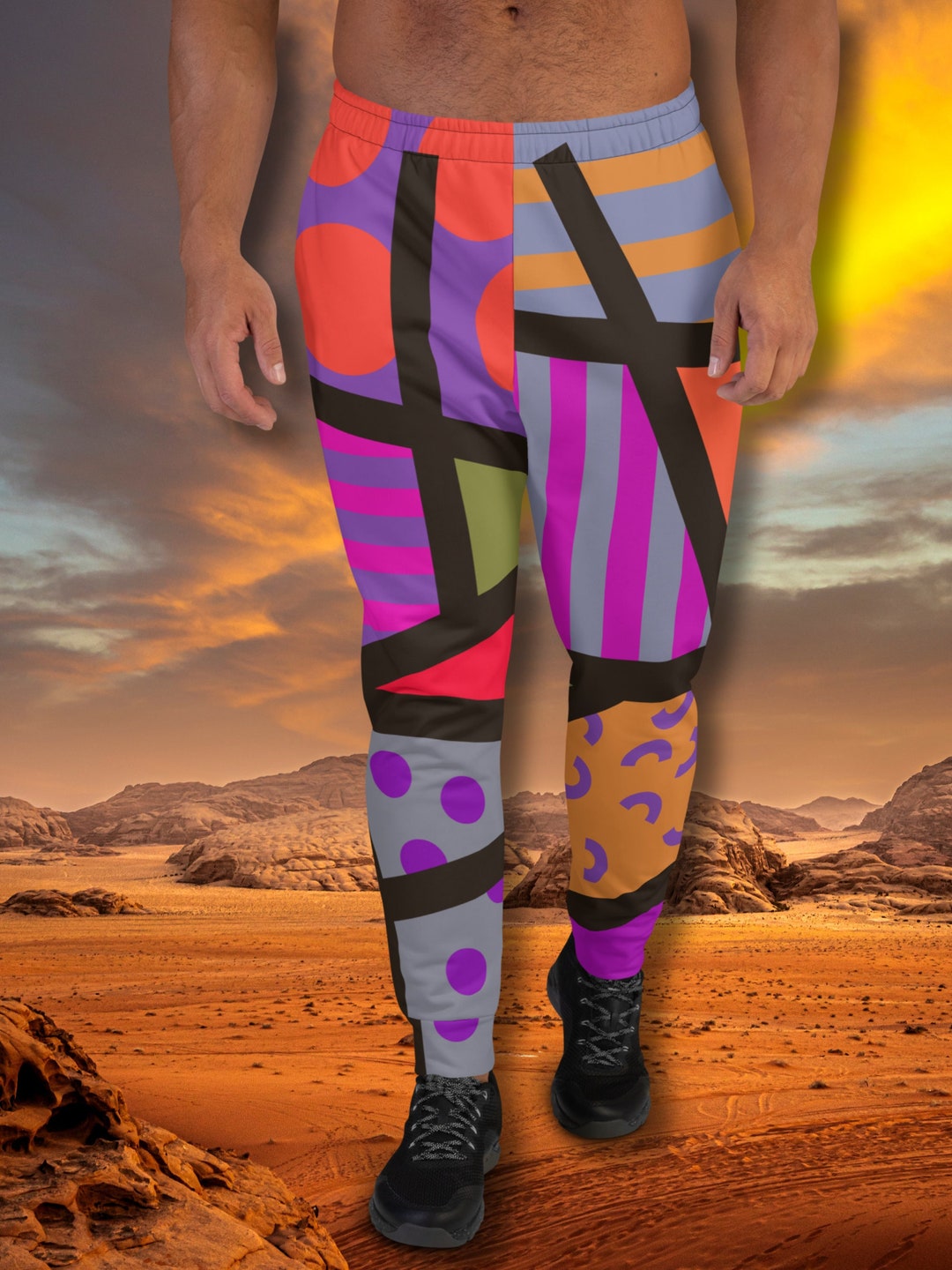 Mens Joggers 80s Memphis, Geometric Sweatpants for Men, Yami Kawaii ...