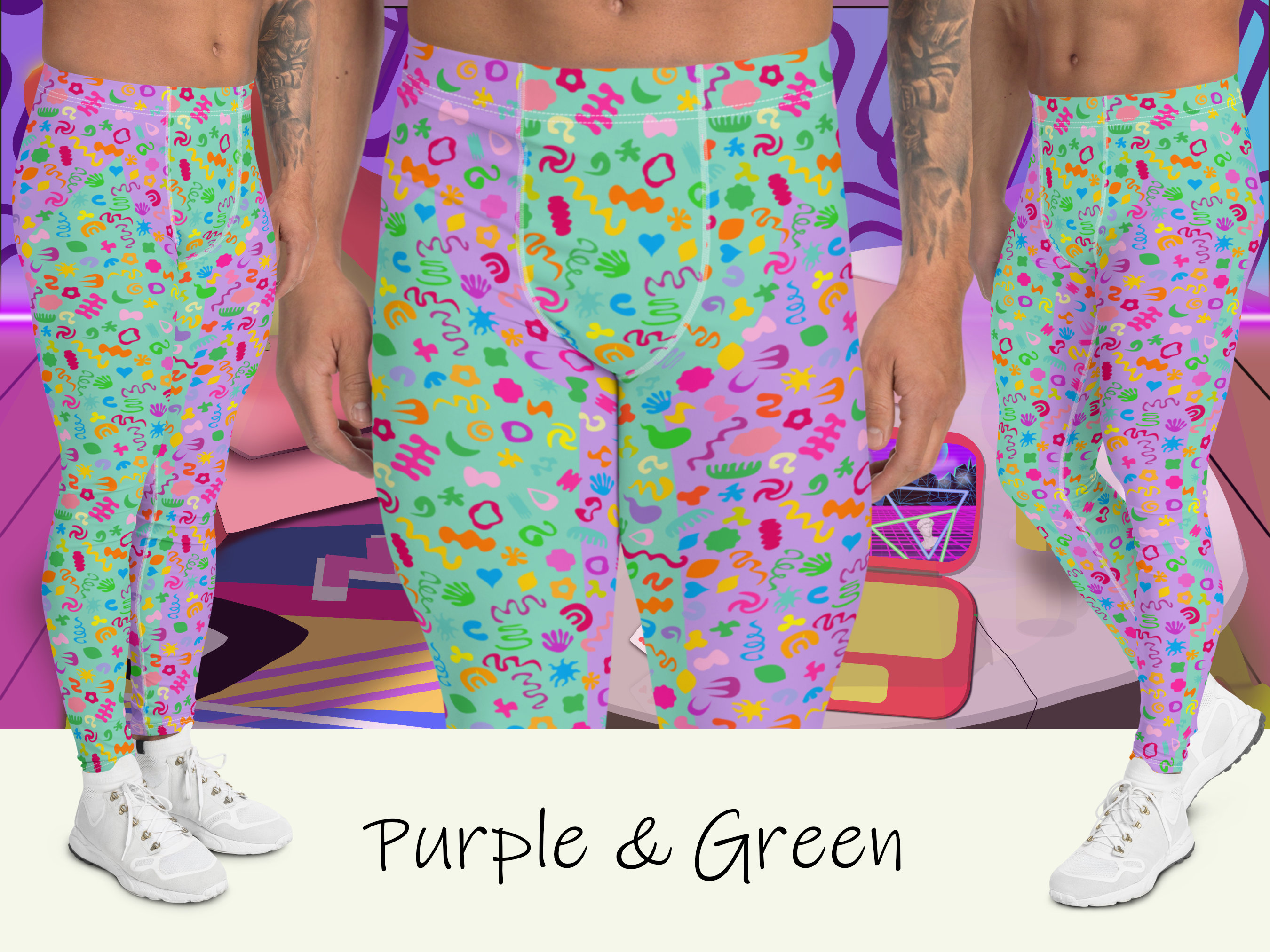Mens Leggings Memphis Design Fun Maximalist Kidcore Pants - Etsy