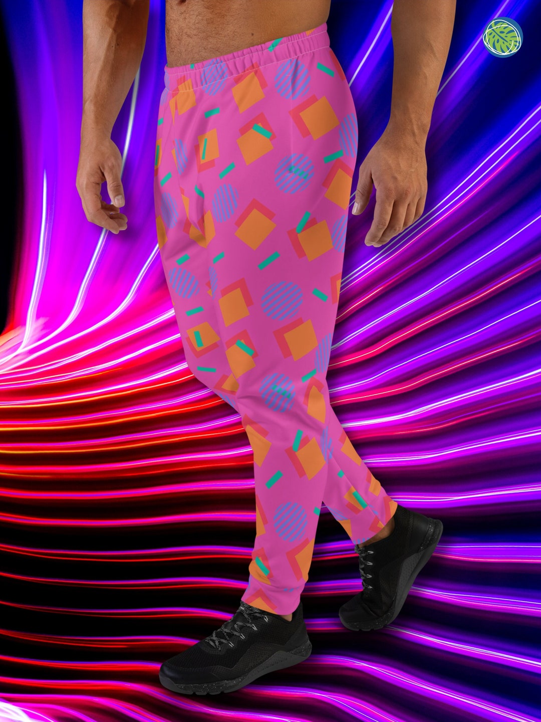Mens Joggers 80s Memphis Design, Pink Geometric Harajuku Athleisure ...
