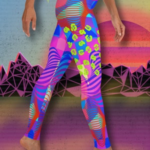 Leggings for Women Neoncore ,festival Pants, Vaporwave Harajuku Rave ...
