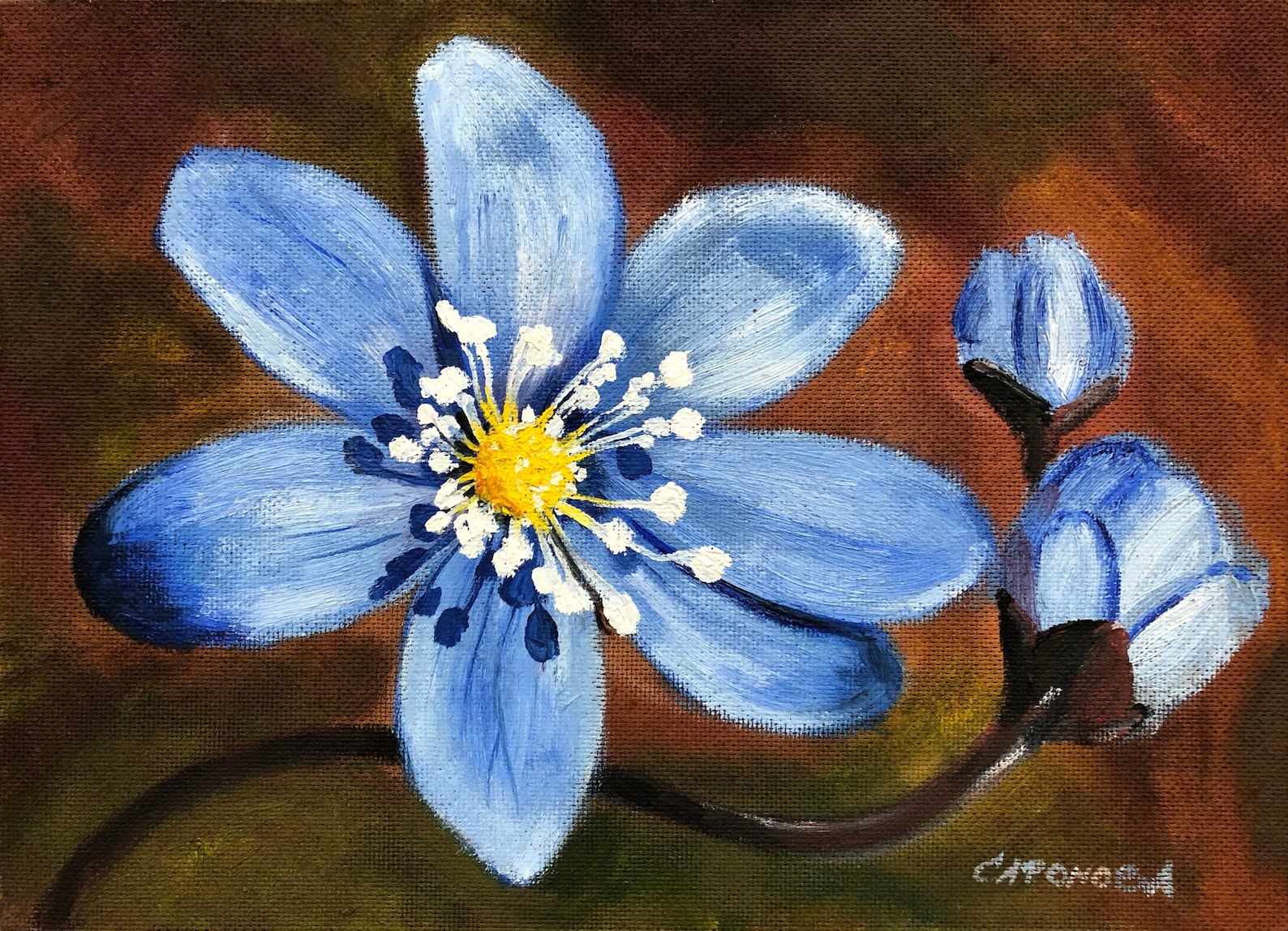 Blue Flower Painting Original Art Oil Wall Art Flowers Artwork | Etsy