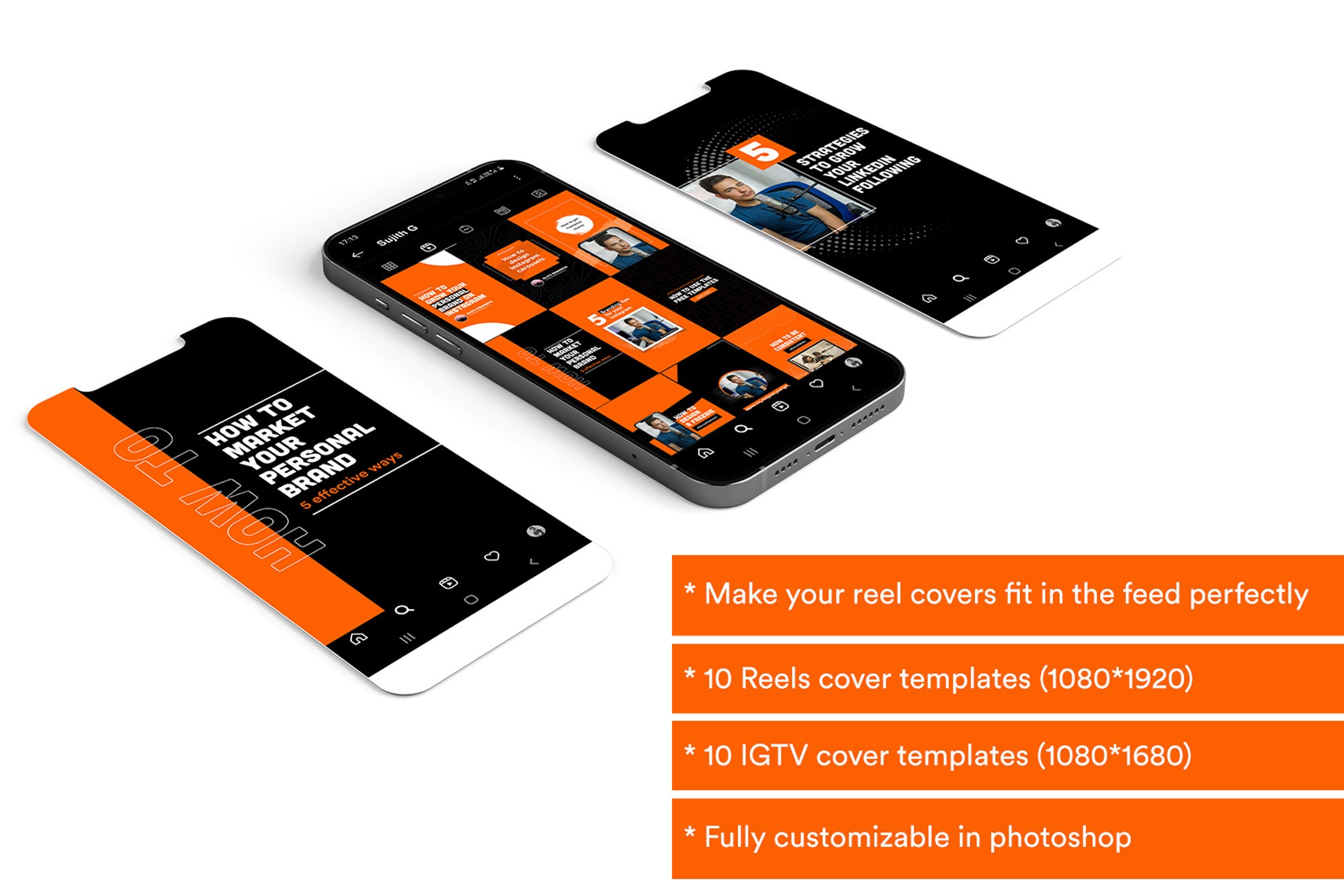 Instagram Reels and IGTV Covers PSD Templates | Instagram Templates for ...