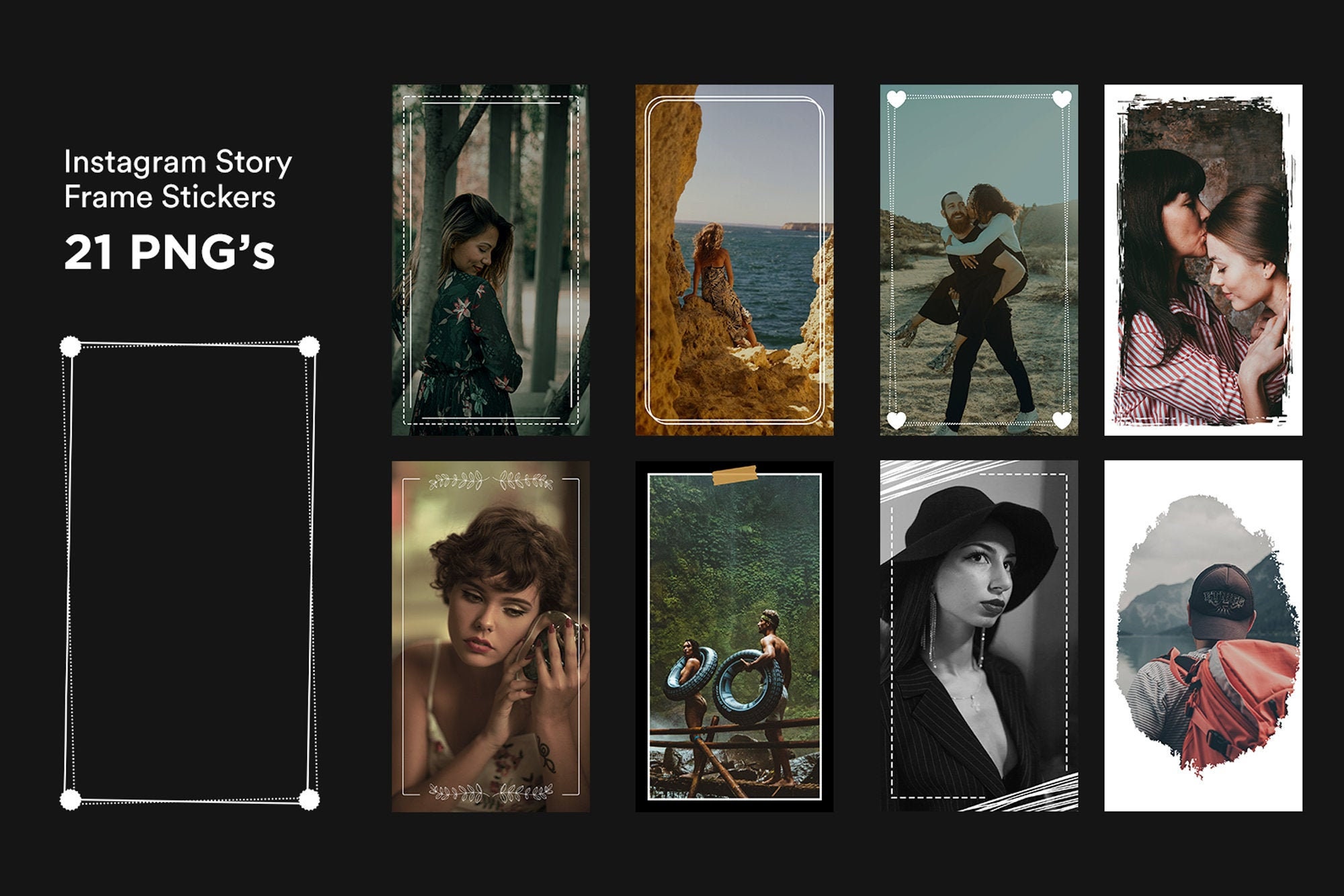 21 Instagram Story Sticker Frames White PNG Frames for Instagram ...