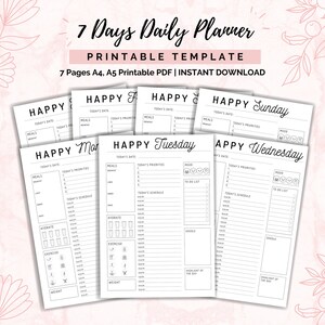 Day Planner, Daily Planner, Daily Organizer, Daily Schedule, Daily Log ...
