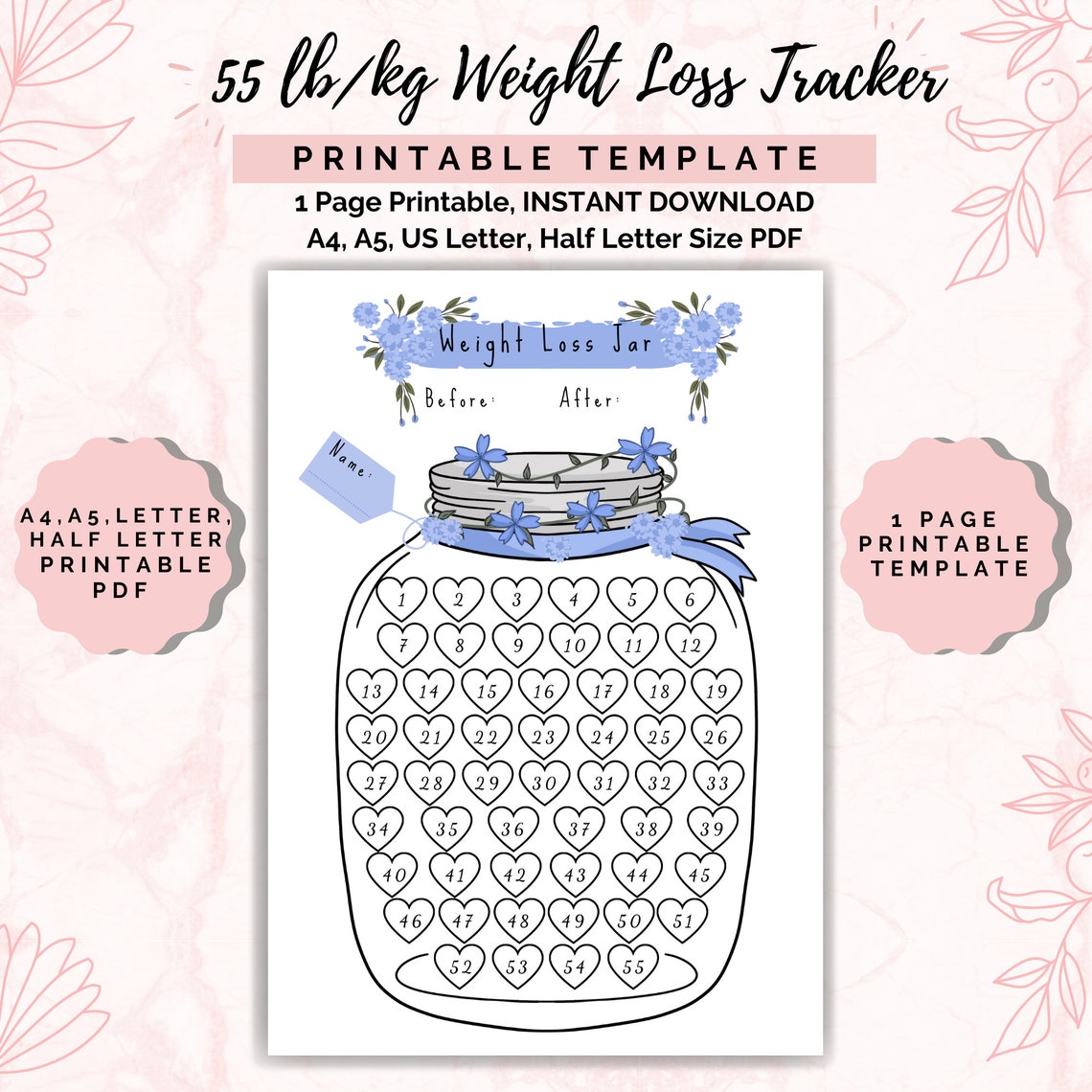 Weight Loss Jar 55 Lb/kg Printable Weight Loss Chart Weight - Etsy UK