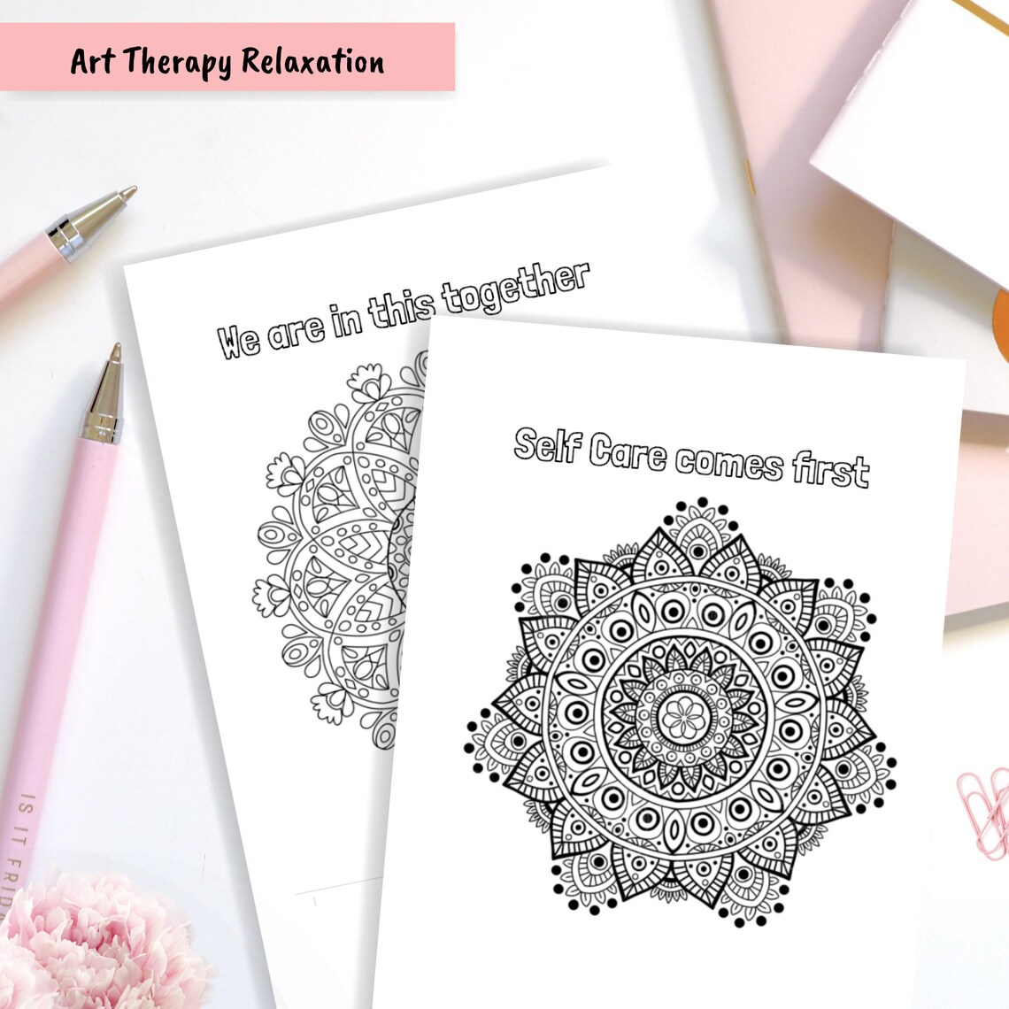 Mandala Coloring 10 Pages Printable Mental Health | Etsy