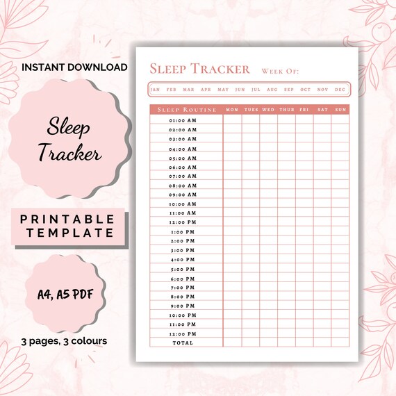 Sleep Tracker Sleep Diary Self-care Planner Self Care | Etsy