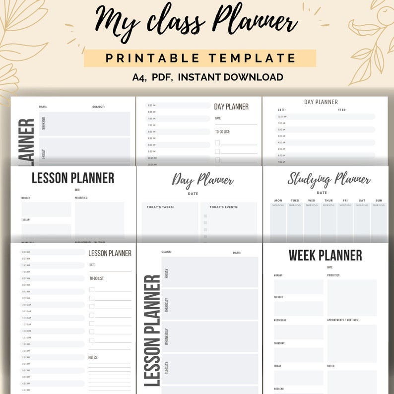 Weekly Class Schedule PDF A4, Weekly Planner PRINTABLE, Weekly ...