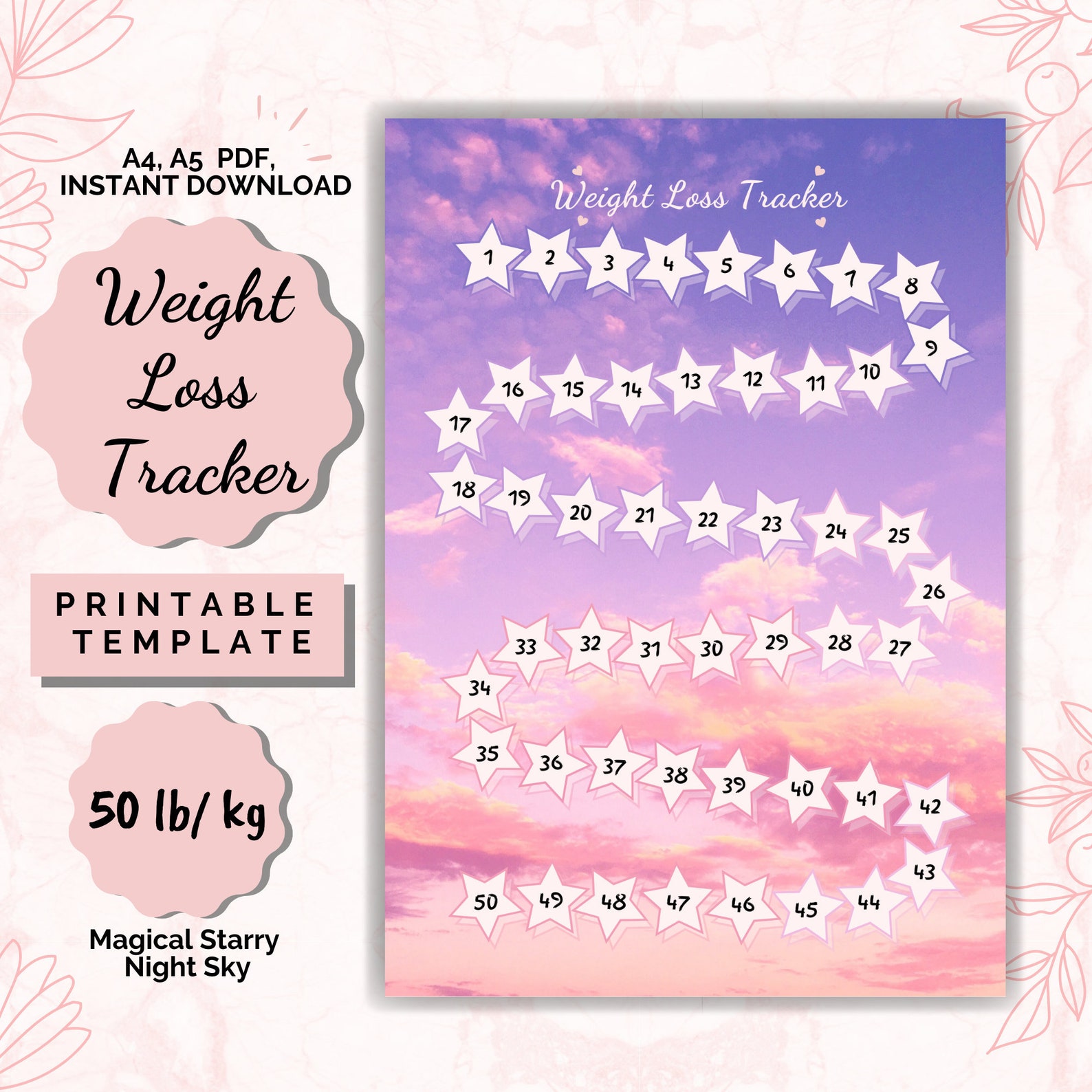 Weight Loss 50 Lb/kg Weight Loss Tracker Weight Loss - Etsy