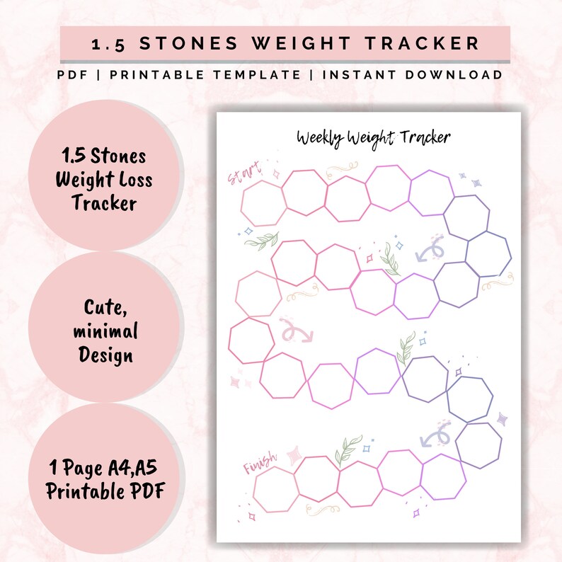 Weight Loss Tracker 1.5 Stones / 21lbs, Motivational Chart Weight Loss Chart Weight Progress ...