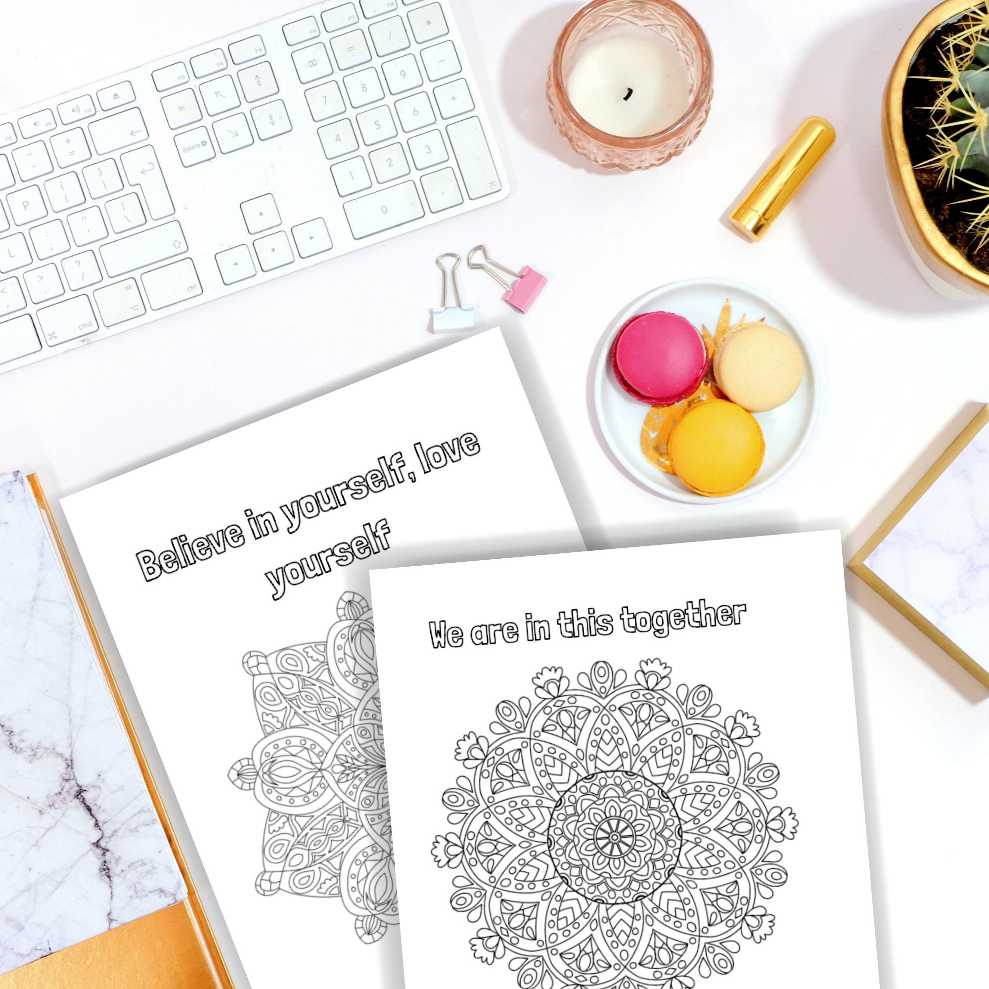 Mandala Coloring 10 Pages Printable, Mental Health, Motivational Quotes ...