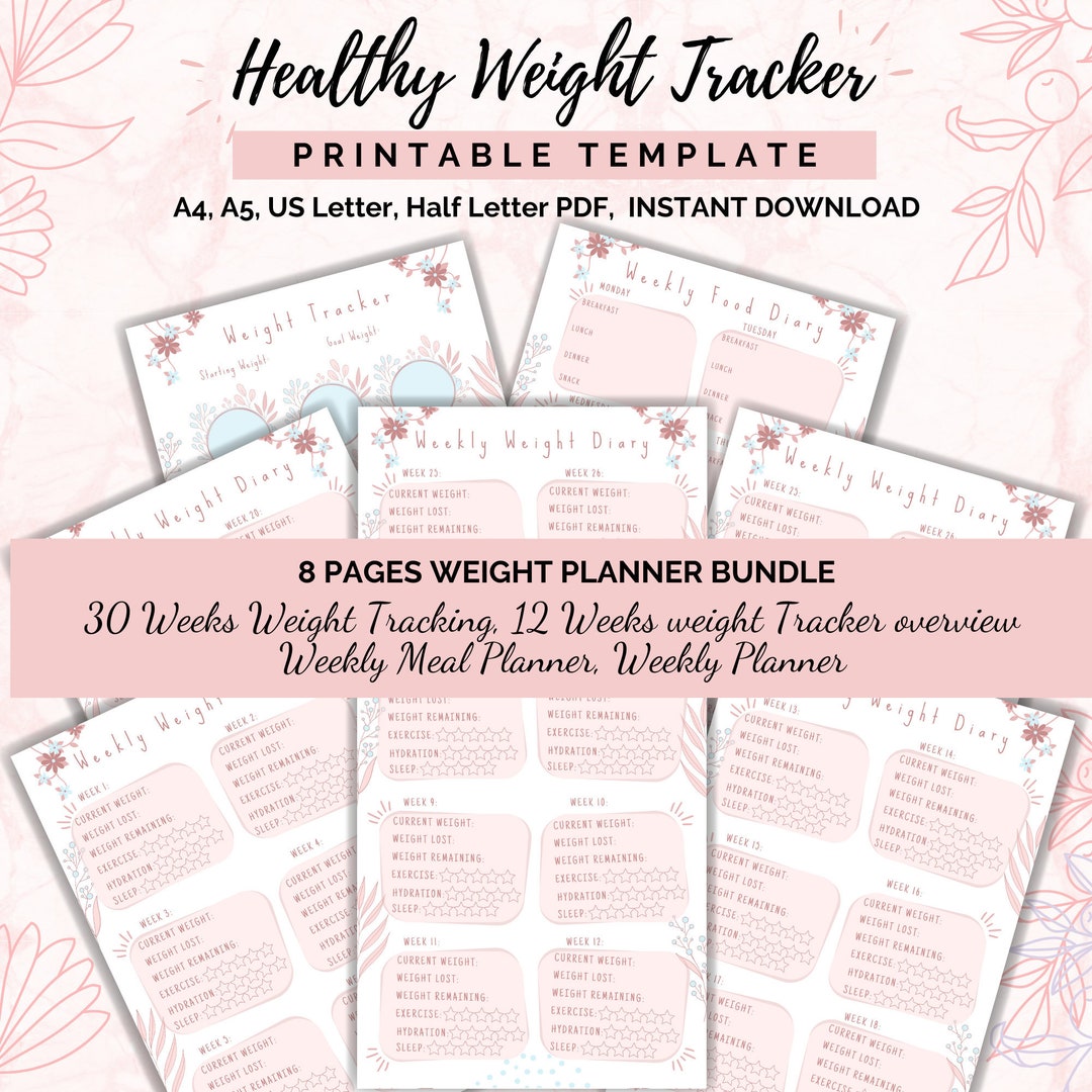 Weight Loss Planner Printable: Weekly Meal & Workout Tracker (PDF) - Etsy