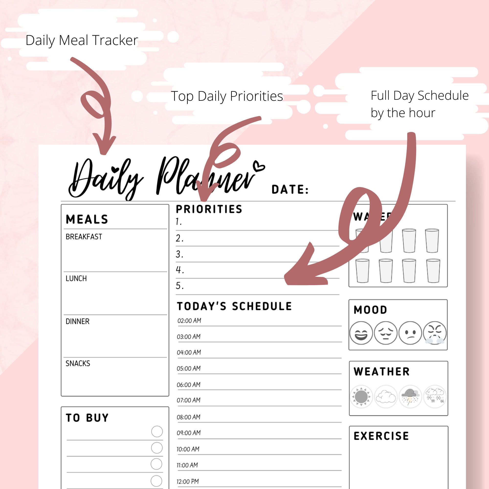 Daily Planner Daily Organizer Daily to Do List Weekly - Etsy