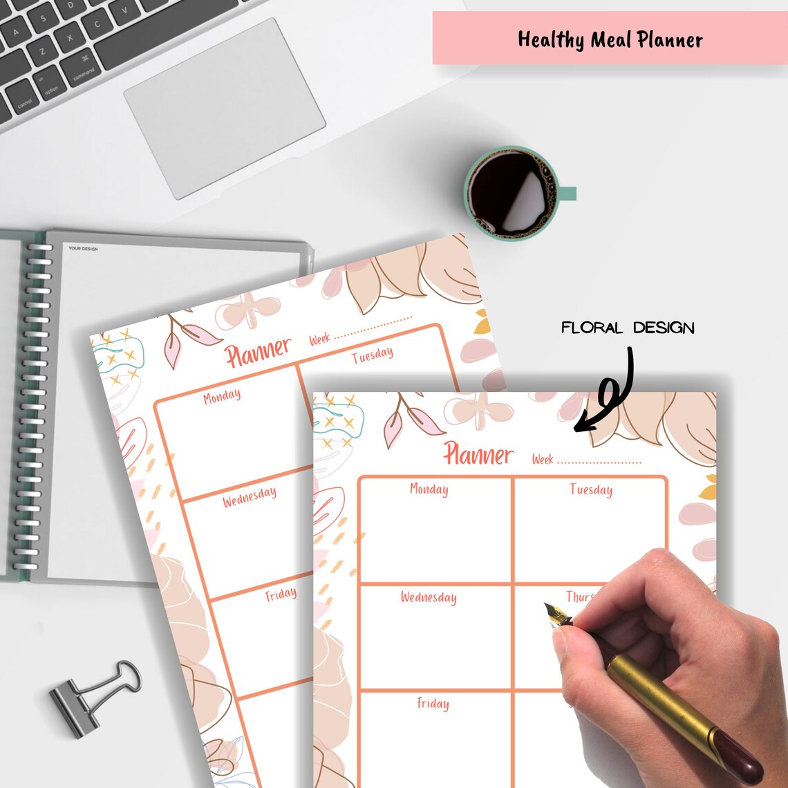 Weekly Planner Printable Meal Planer Fitness Tracker Weekly | Etsy