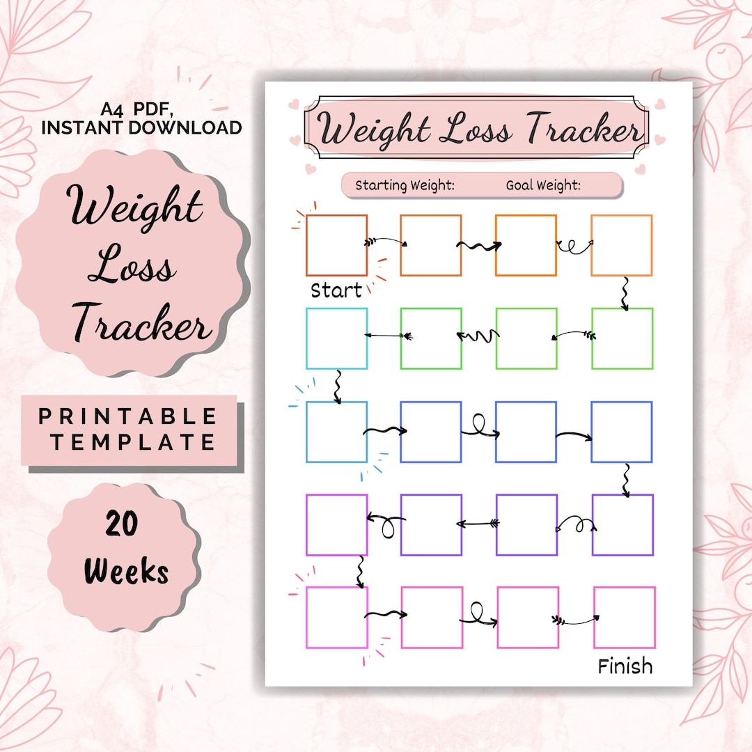 20 Week Weight Loss Tracker, Motivational Chart (A4 Printable PDF) - Etsy