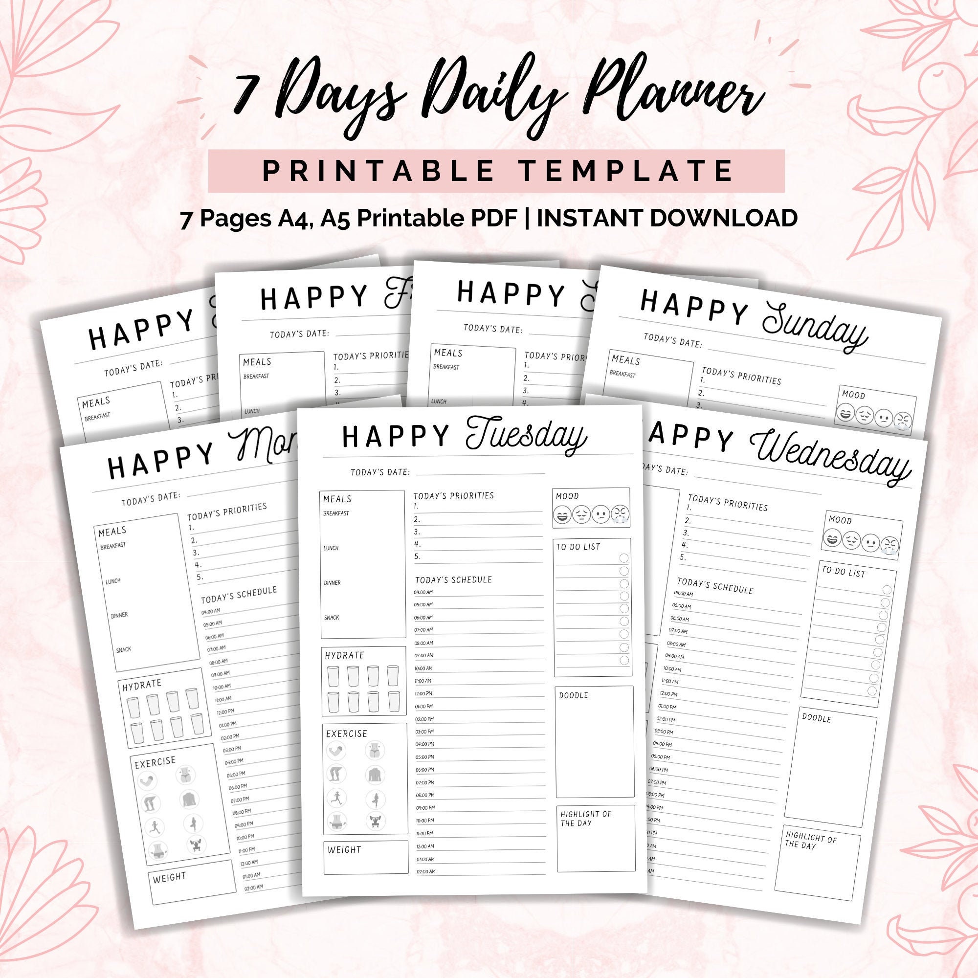 Day Planner Daily Planner Daily Organizer Daily Schedule - Etsy