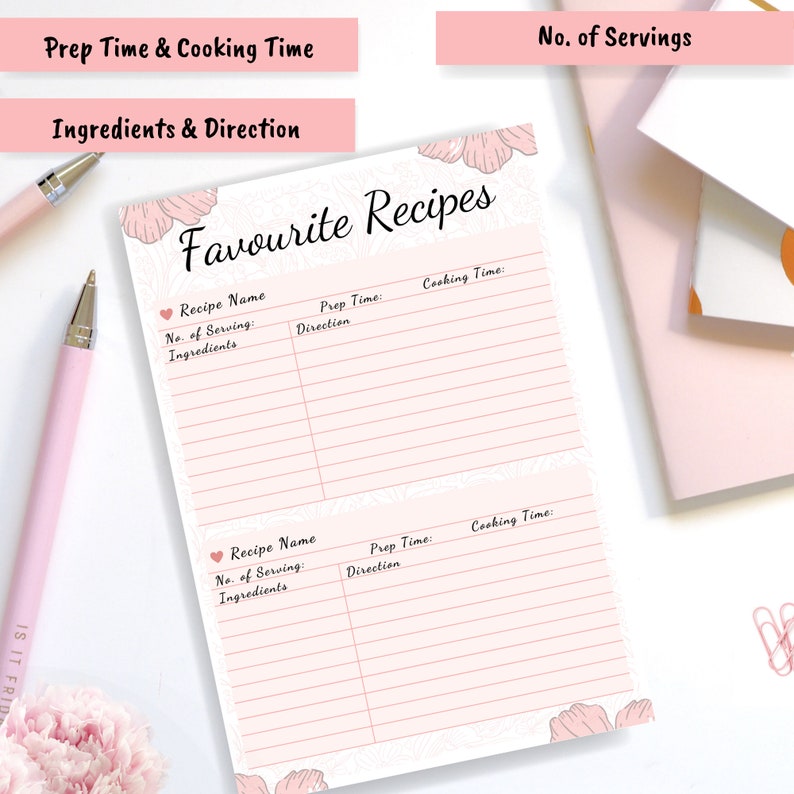 Recipe Card Meal Planner Food Planner Food Planning Recipe - Etsy