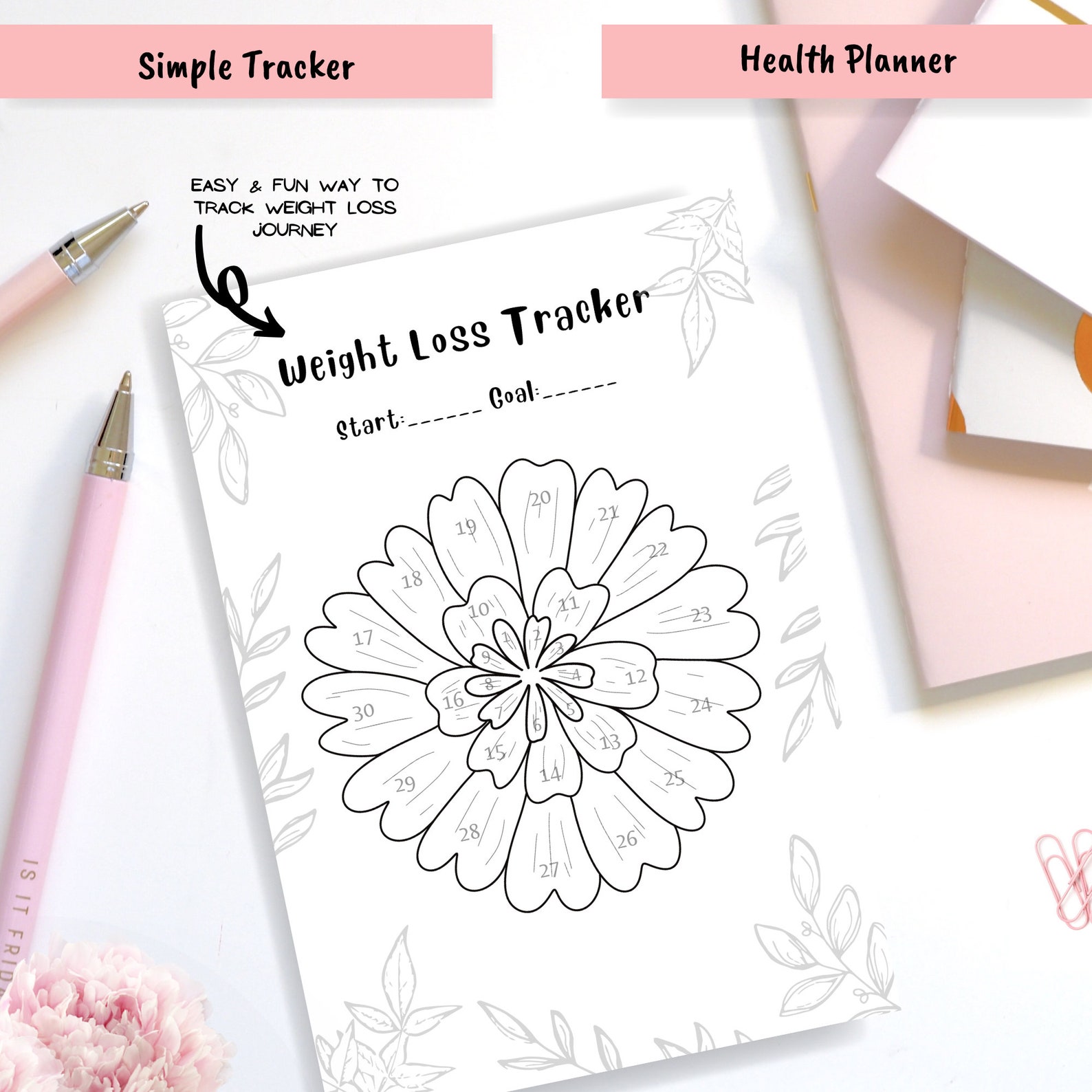 Weight Loss Tracker 30 Lb/kg Printable, Weight Loss Chart Motivational ...