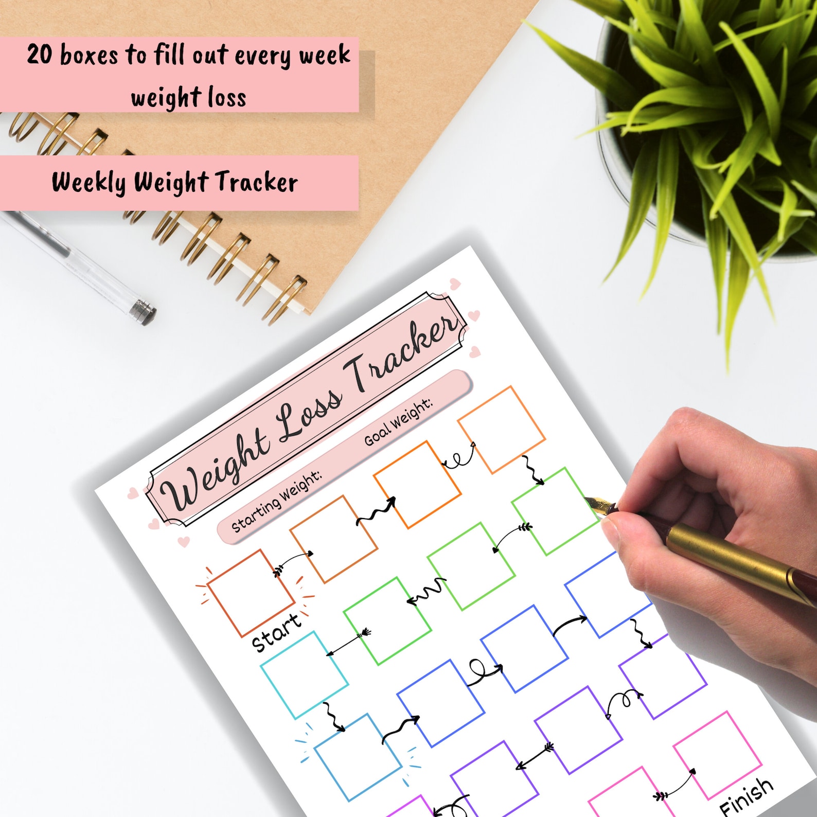 Weight Loss Tracker 20 Weeks, Motivational Chart, Weight Loss Chart ...