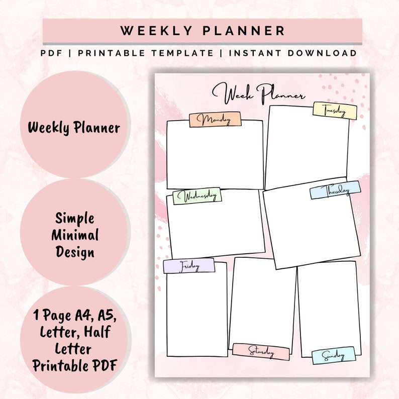 Weekly Planner, Weekly Tracker, Weekly Organizer, Weekly Schedule ...