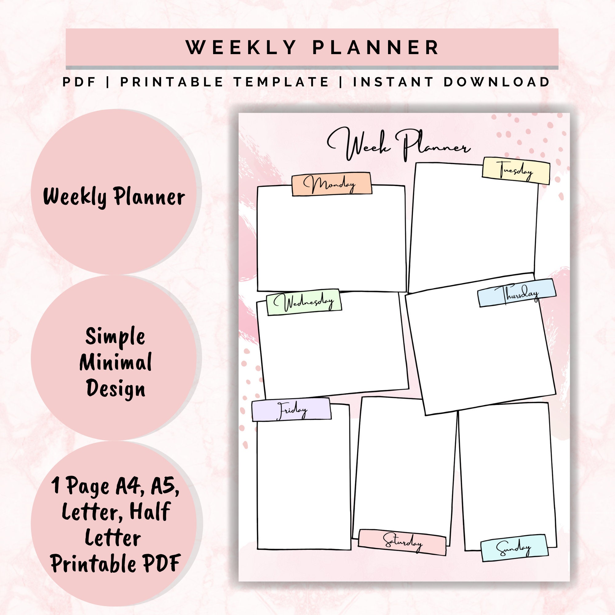 Weekly Planner, Weekly Tracker, Weekly Organizer, Weekly Schedule ...