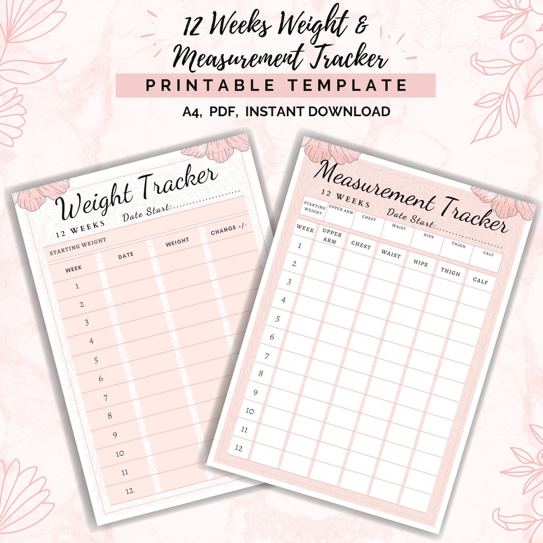 12-week Weight & Measurement Tracker Printable (A4 PDF) - Etsy