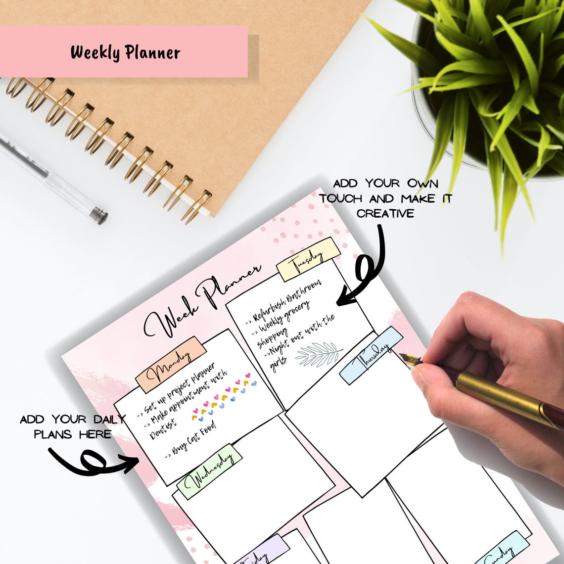 Weekly Planner Weekly Tracker Weekly Organizer Weekly | Etsy