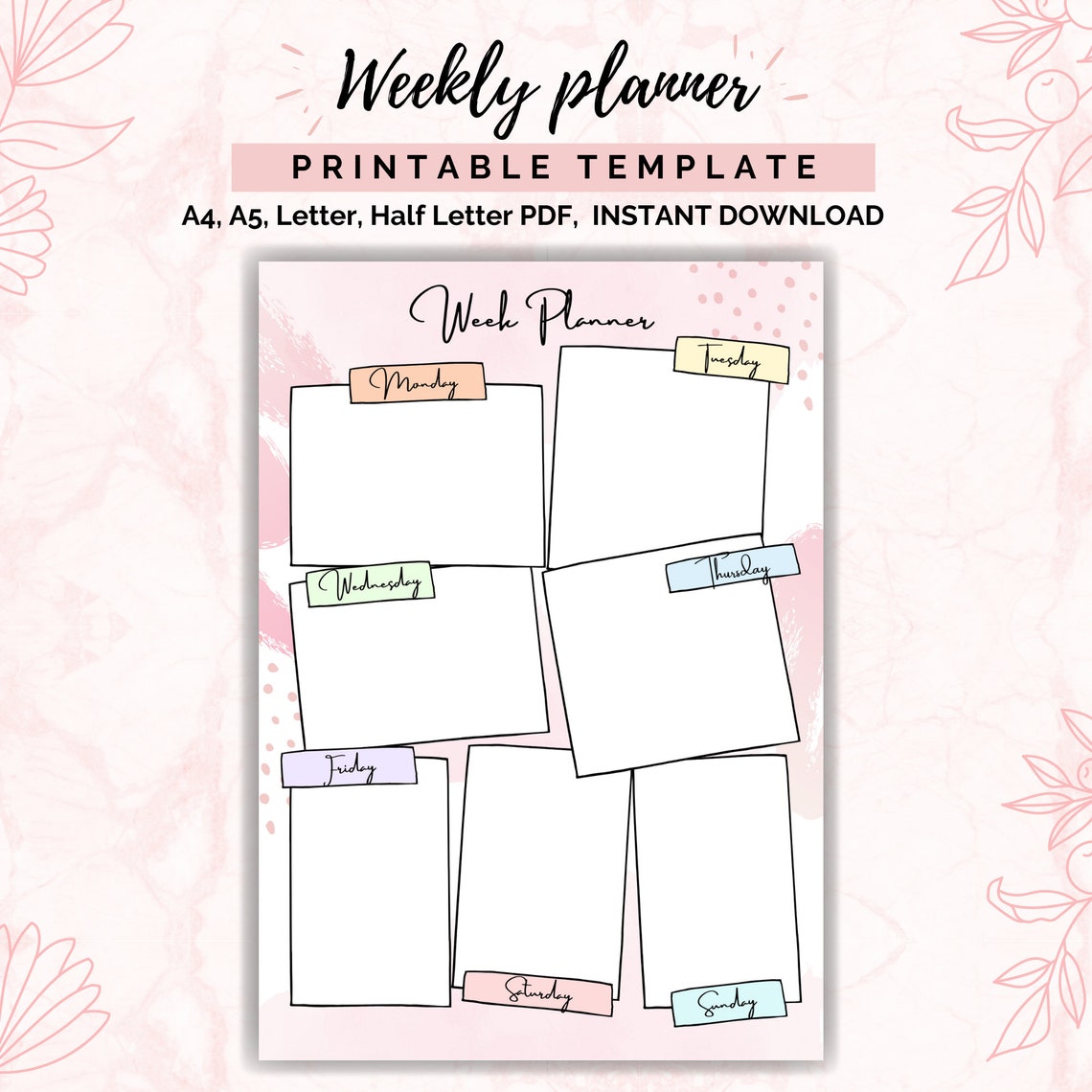 Weekly Planner Weekly Tracker Weekly Organizer Weekly | Etsy
