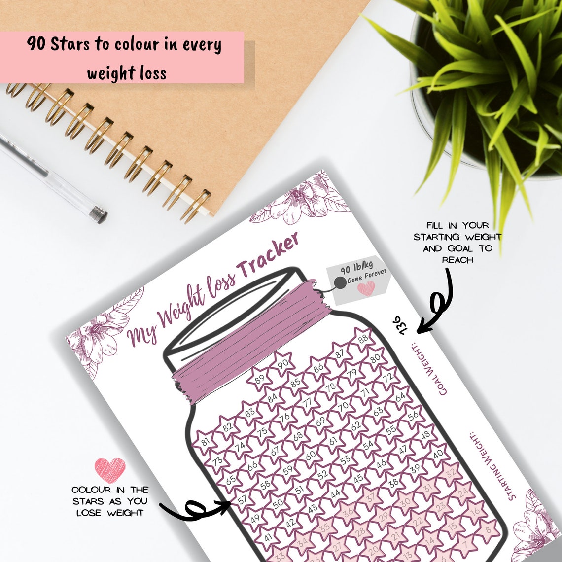 Weight Loss Jar Tracker 90 Lb/kg Printable Weight Loss Chart - Etsy