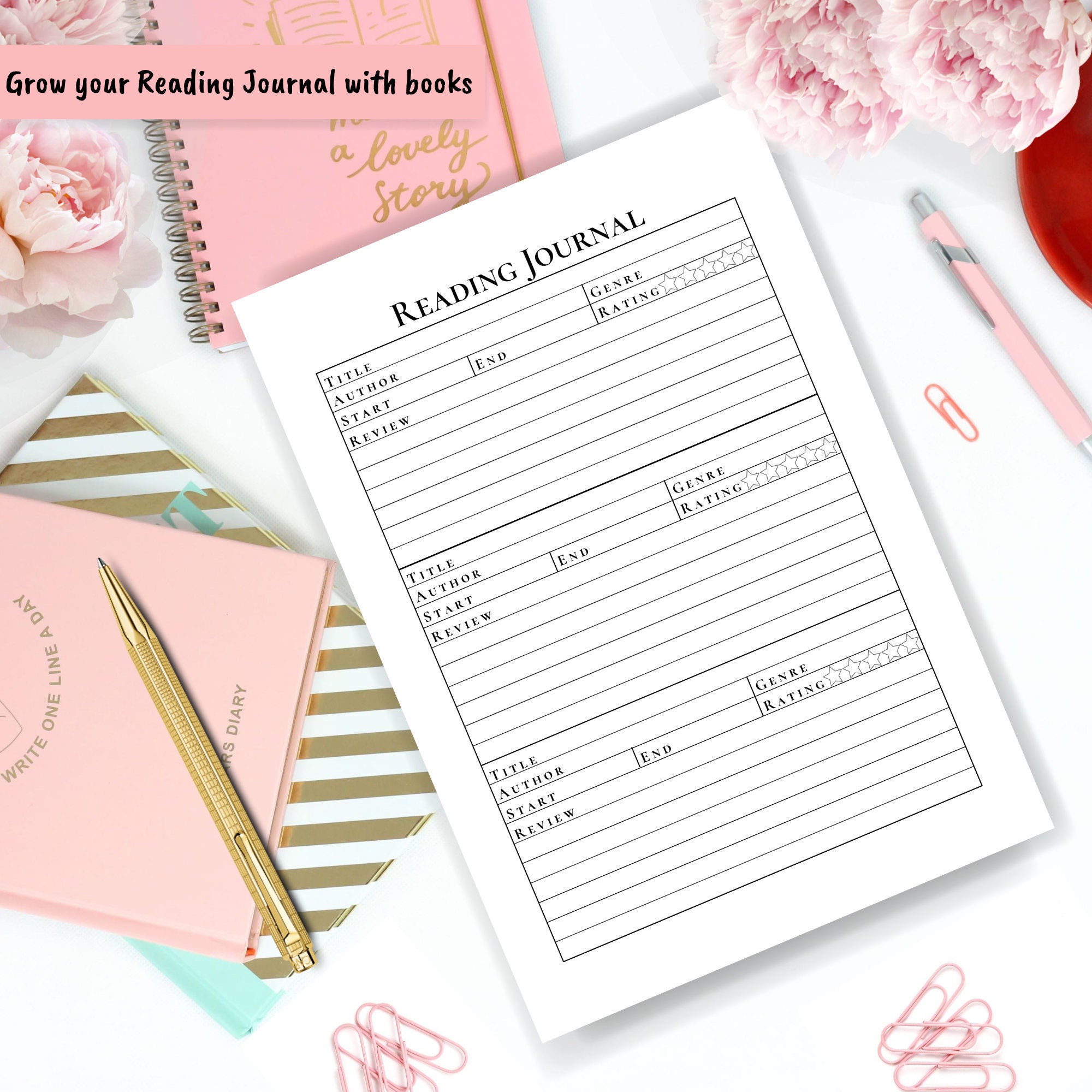 Reading Journal Reading Tracker Reading Planner Reading - Etsy