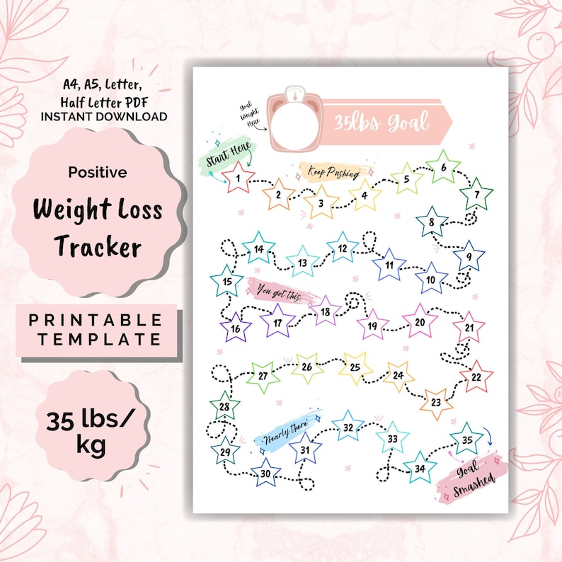 Weight Loss 35 Lb/kg Weight Loss Tracker Weightloss Planner - Etsy