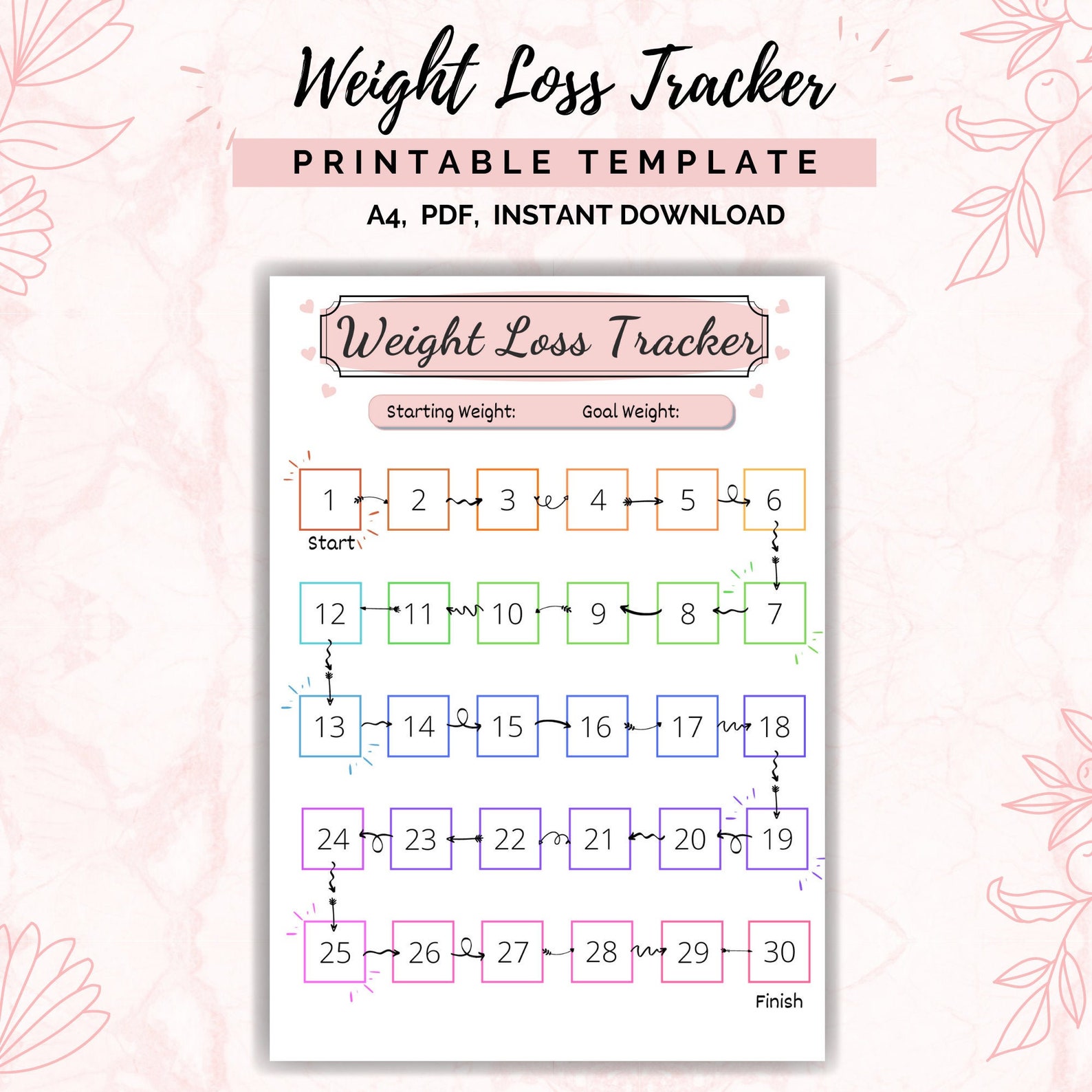 Weight Loss Tracker Printable 30 Lb Kg Weight Loss Chart Motivational