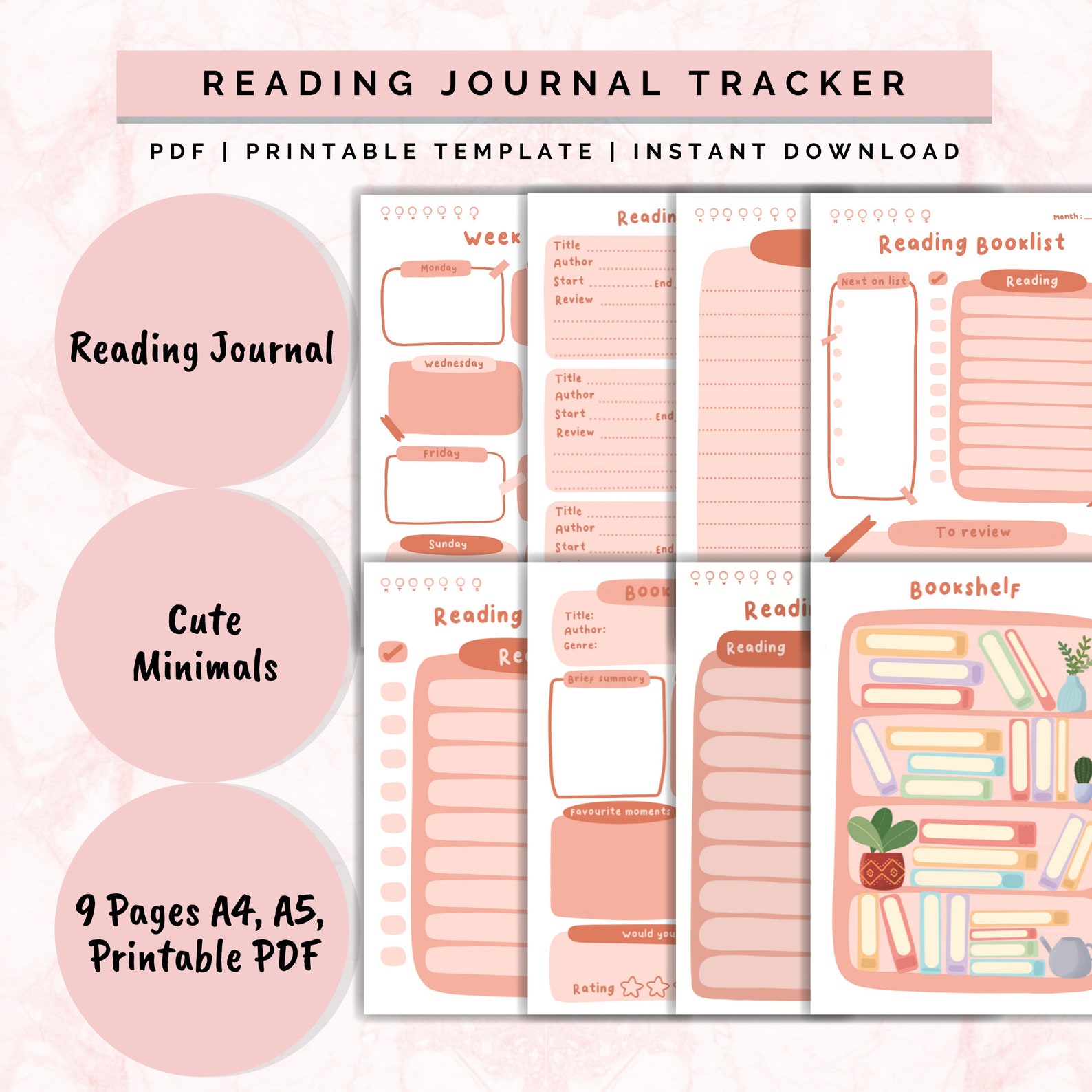 Reading Journal Printable Reading Tracker Reading Planner - Etsy