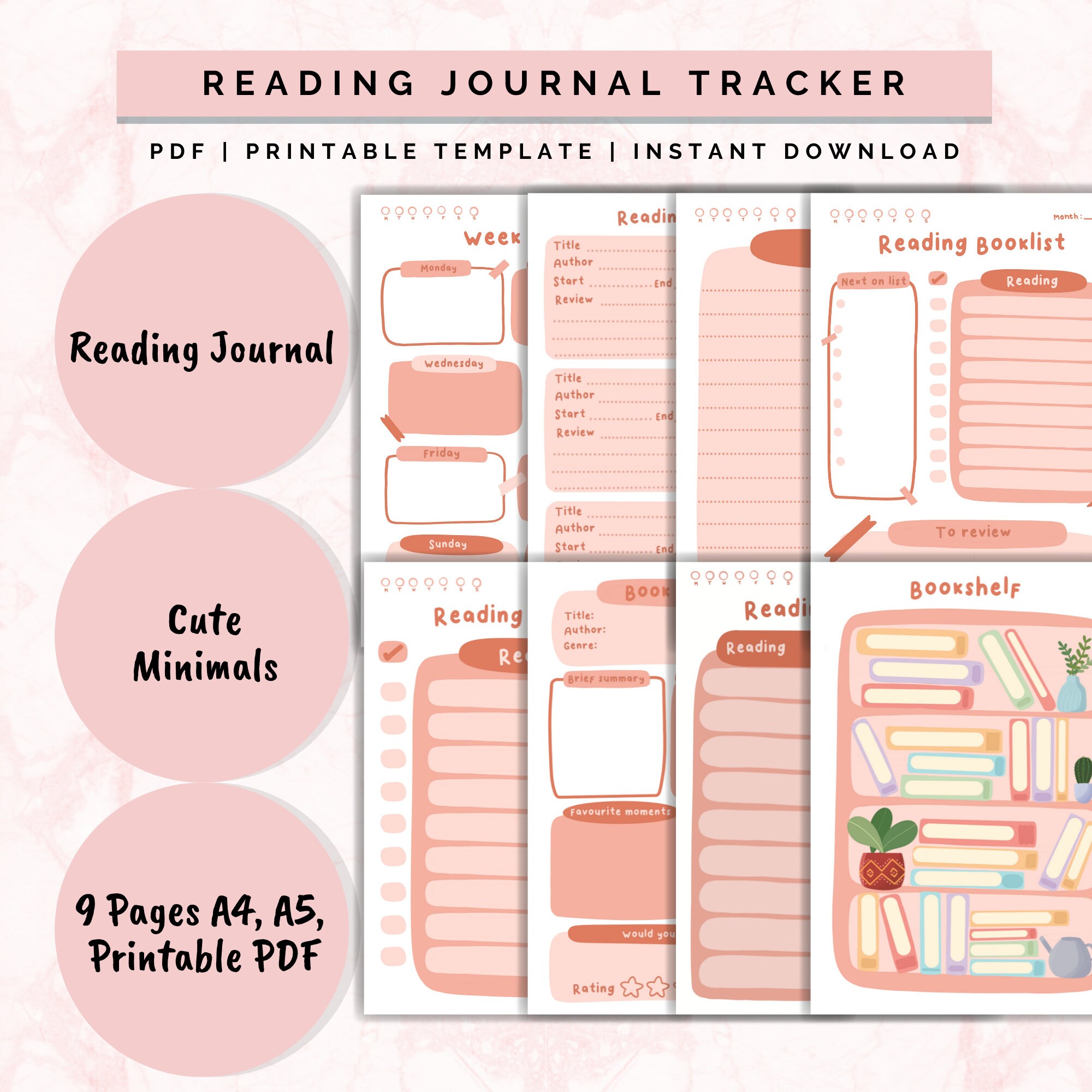 Reading Journal Printable, Reading Tracker, Reading Planner, Reading ...