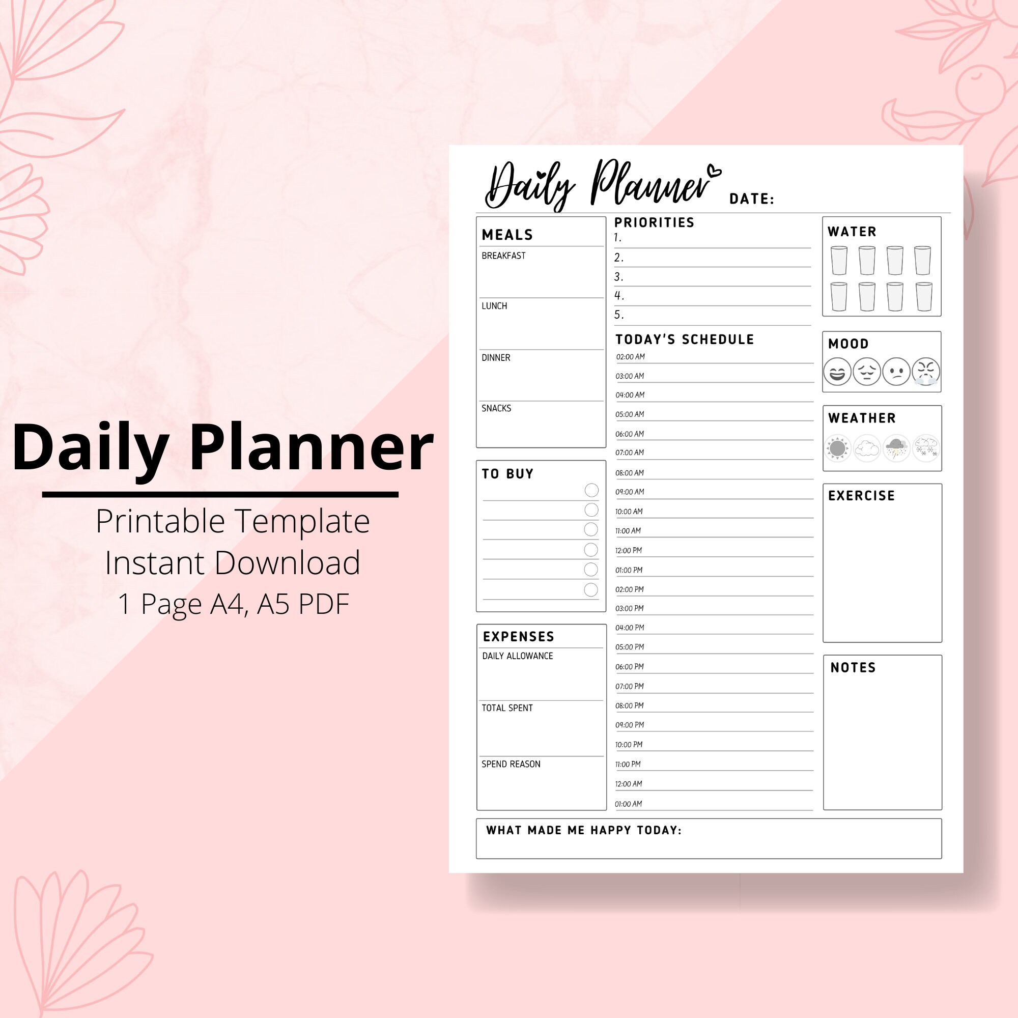 Daily Planner Daily Organizer Daily to Do List Weekly - Etsy