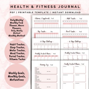 Health and Fitness Journal, Health Planner, Fitness Planner, Wellbeing ...