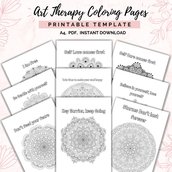 Mandala Coloring 10 Pages Printable Mental Health | Etsy
