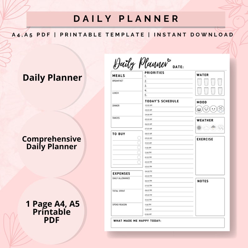 Daily Planner Daily Organizer Daily to Do List Weekly - Etsy