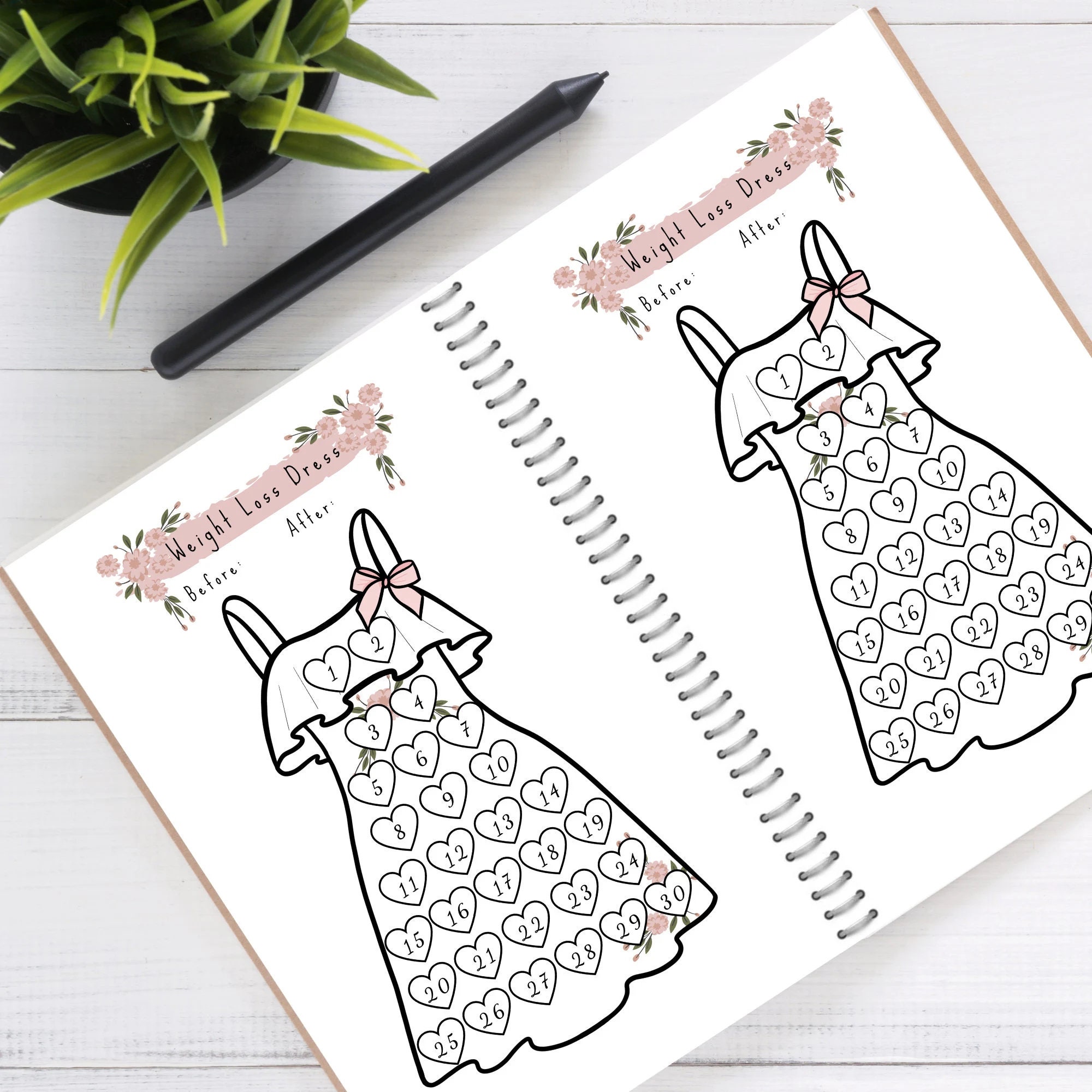 Weight Loss Dress 30 Lb/kg Printable, Weight Loss Chart, Weight Loss ...
