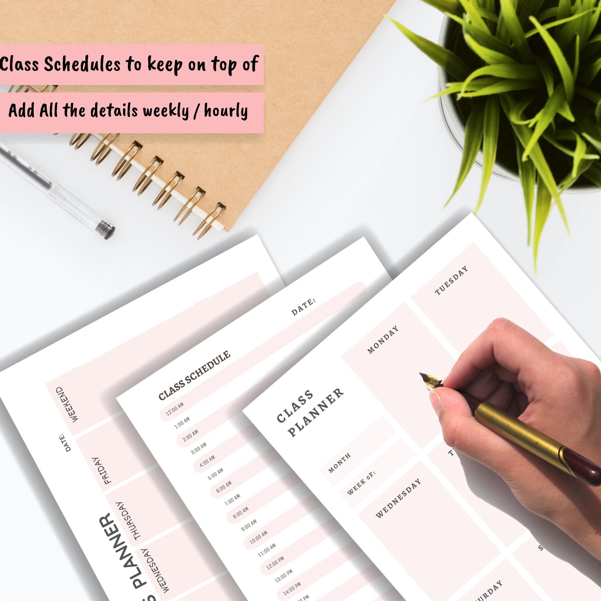 Weekly Class Schedule, Class Planner, Studying Planner, Lesson Planner ...